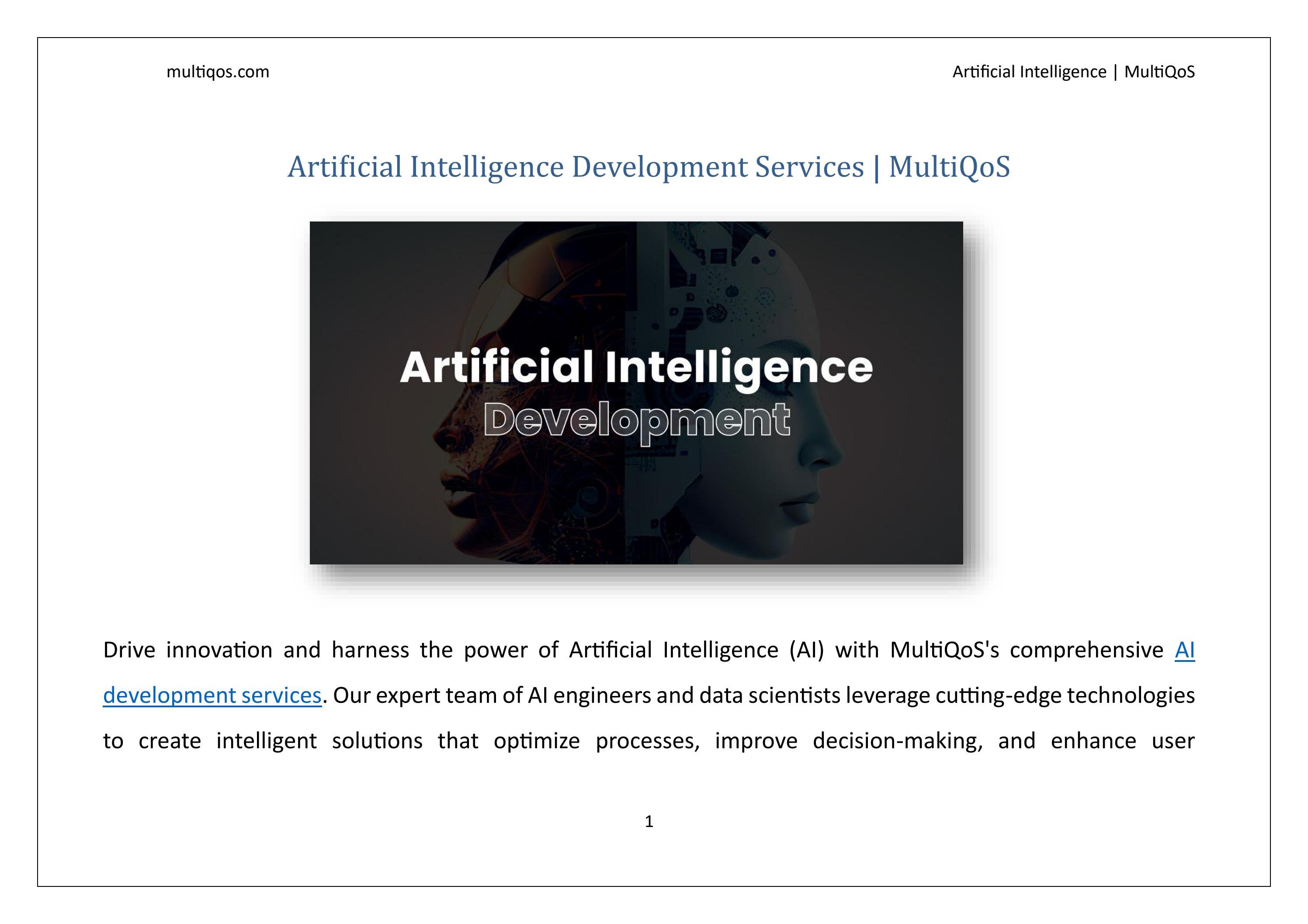Artificial Intelligence Development Services | MultiQoS by MultiQoS Tech - Issuu