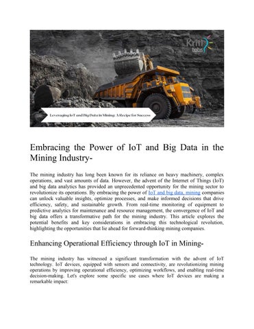 Leveraging IoT and Big Data in Mining: A Recipe for Success by ...