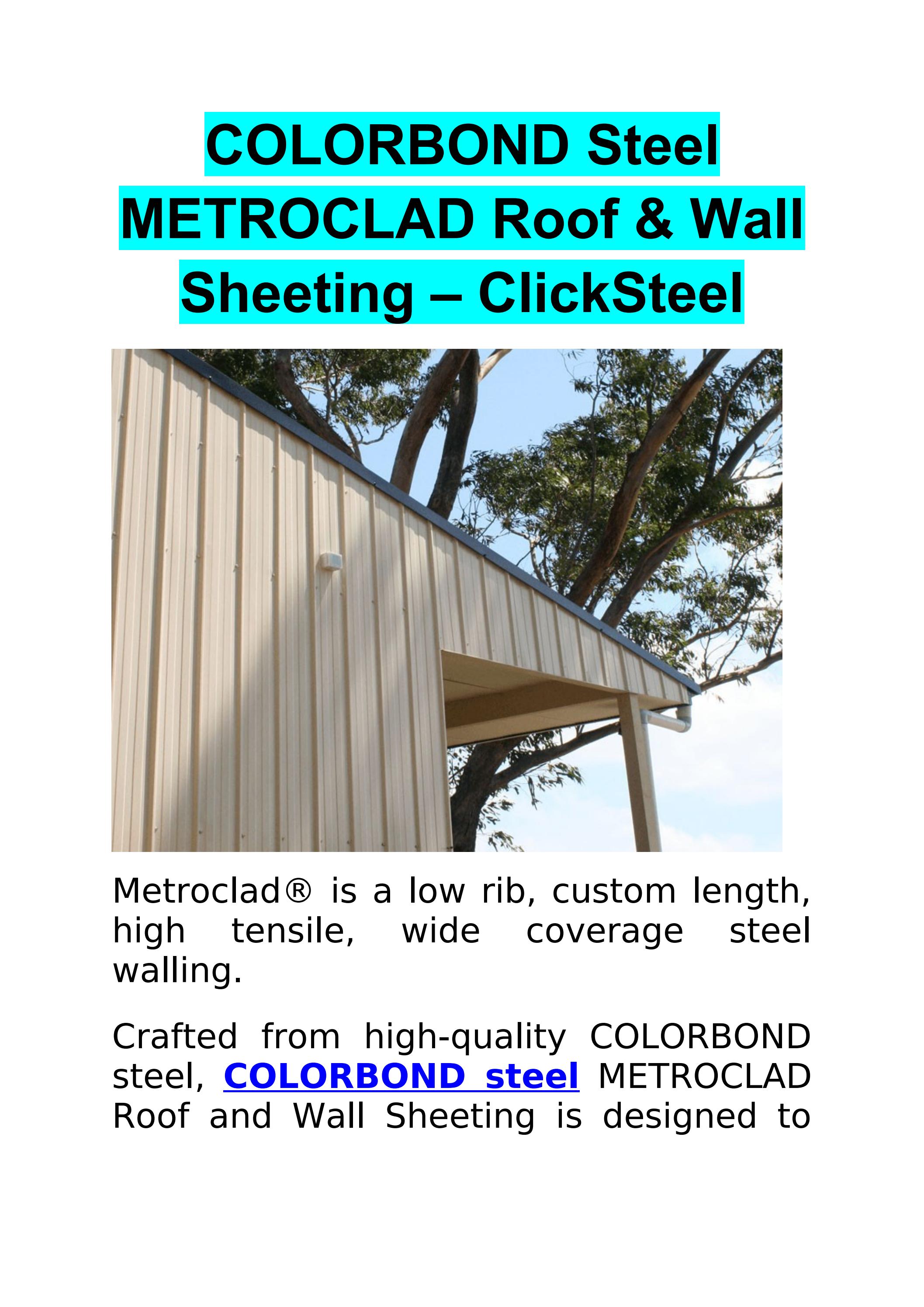 COLORBOND Steel METROCLAD Roof & Wall Sheeting – ClickSteel by ...