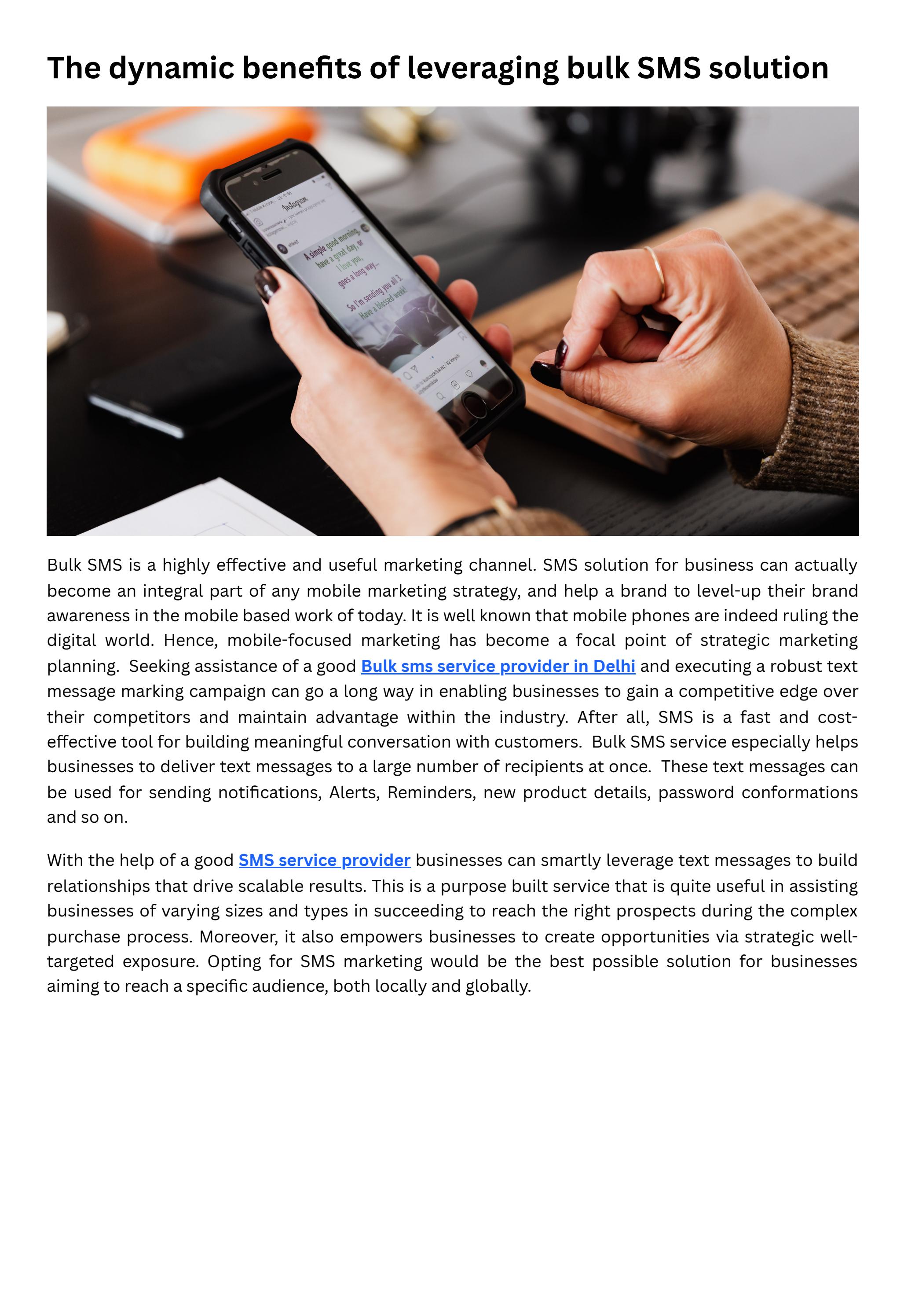 The dynamic benefits of leveraging bulk SMS solution by sinchsms - Issuu