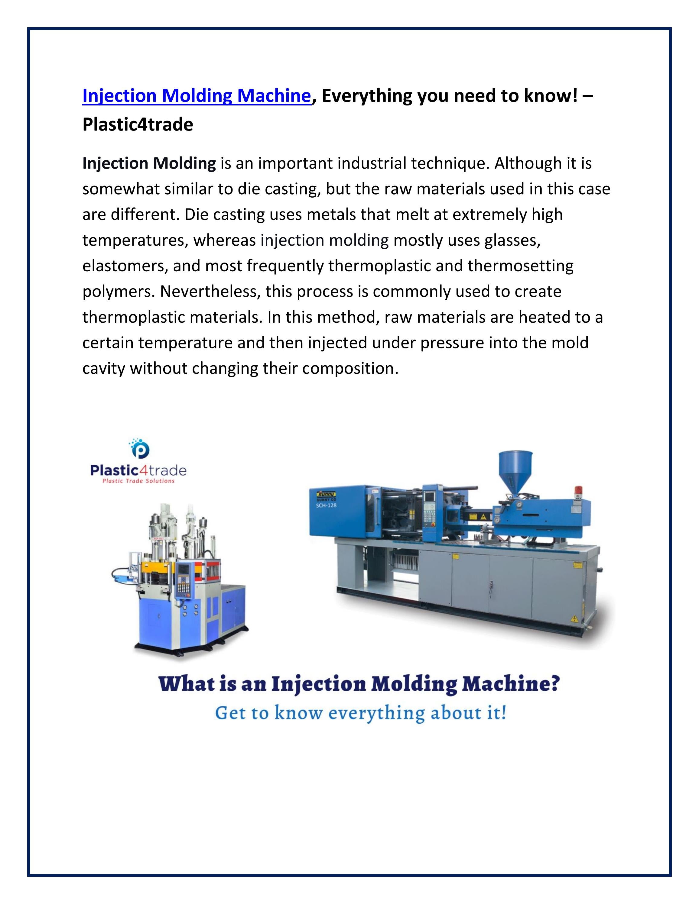 What is an Injection Molding Machine? - Plastic4trade by Plastic4trade ...