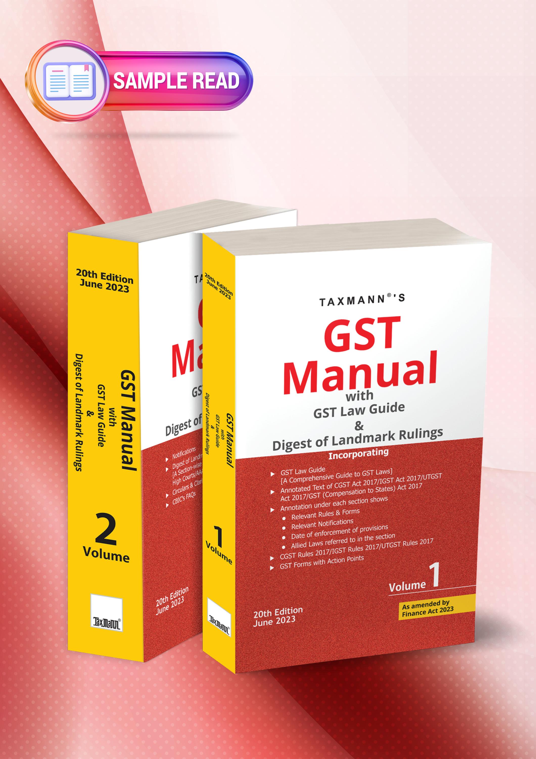 Taxmann's GST Manual with GST Law Guide & Digest of Landmark Rulings by Taxmann - Issuu