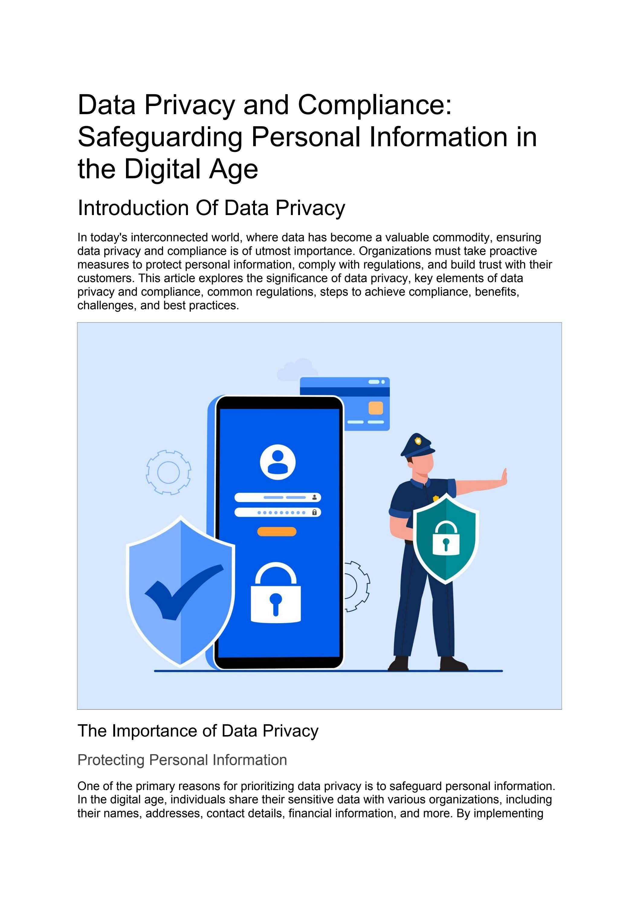 Data Privacy and Compliance: Safeguarding Personal Information in the ...