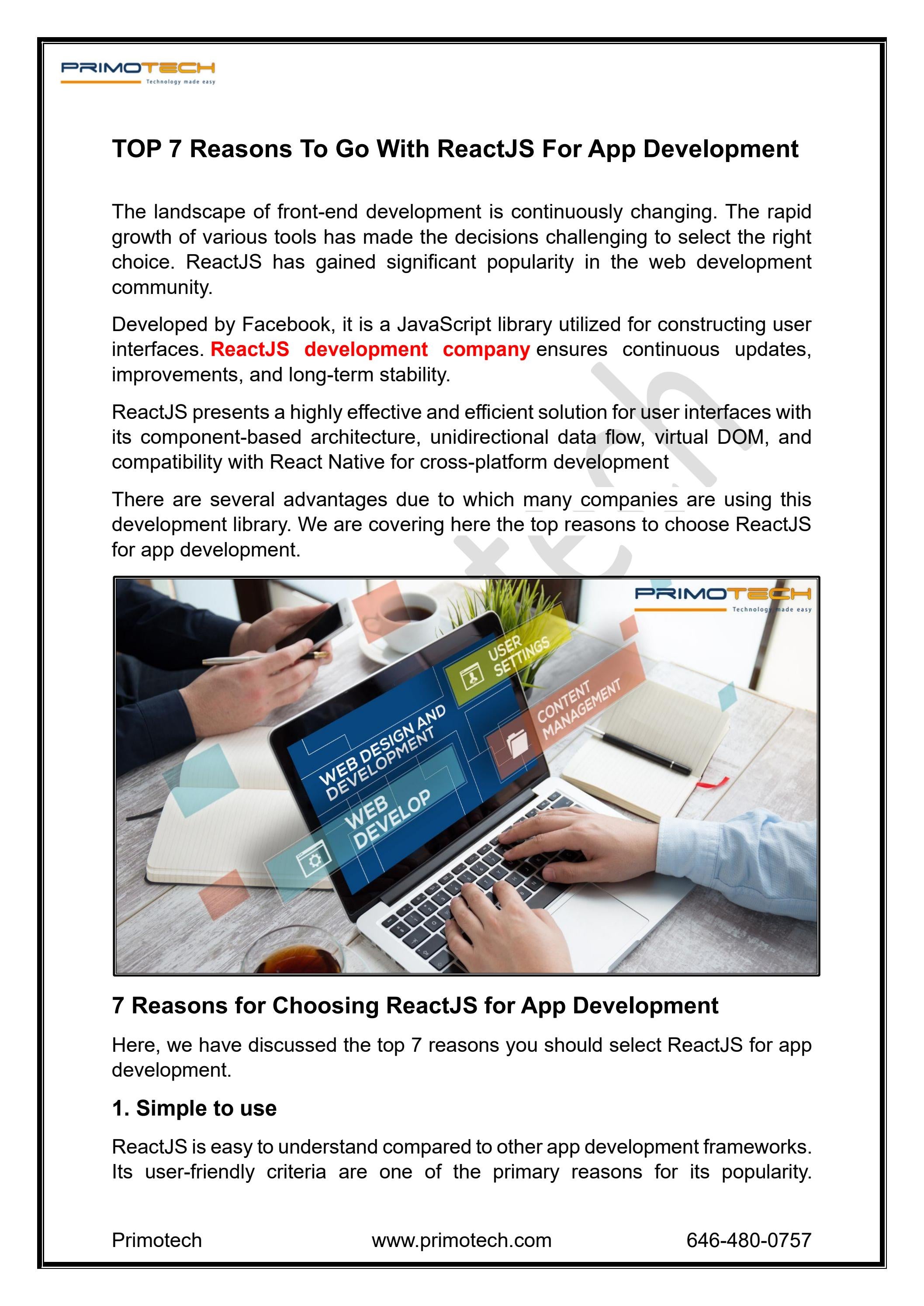 TOP 7 Reasons To Go With ReactJS For App Development by Primotech - Issuu