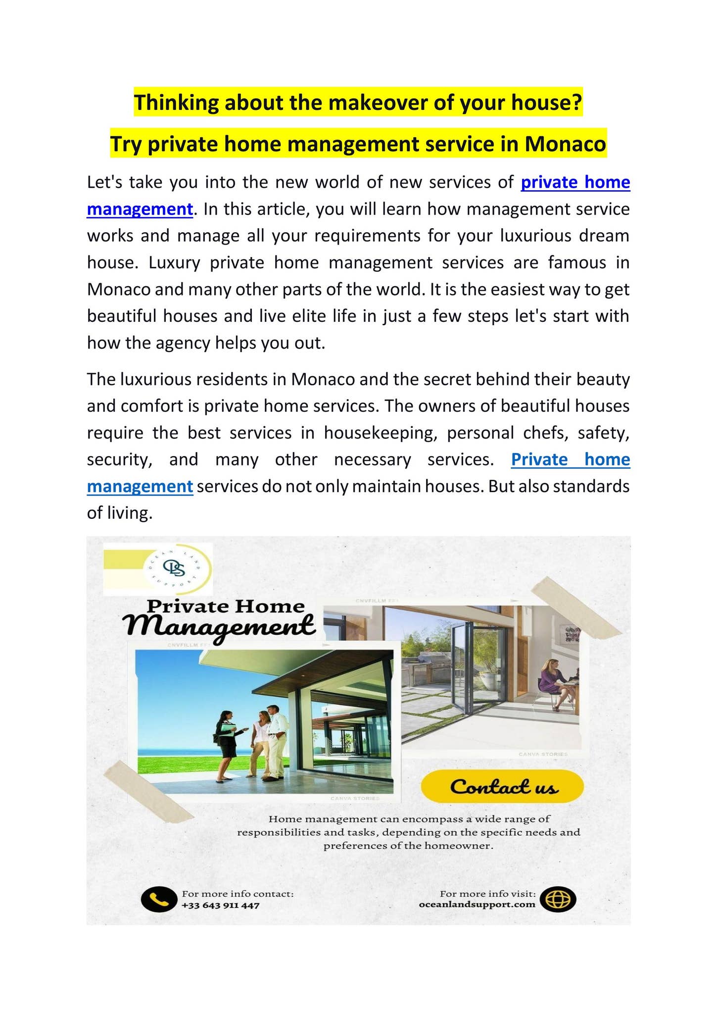 Thinking about the makeover of your house? Try private home management ...