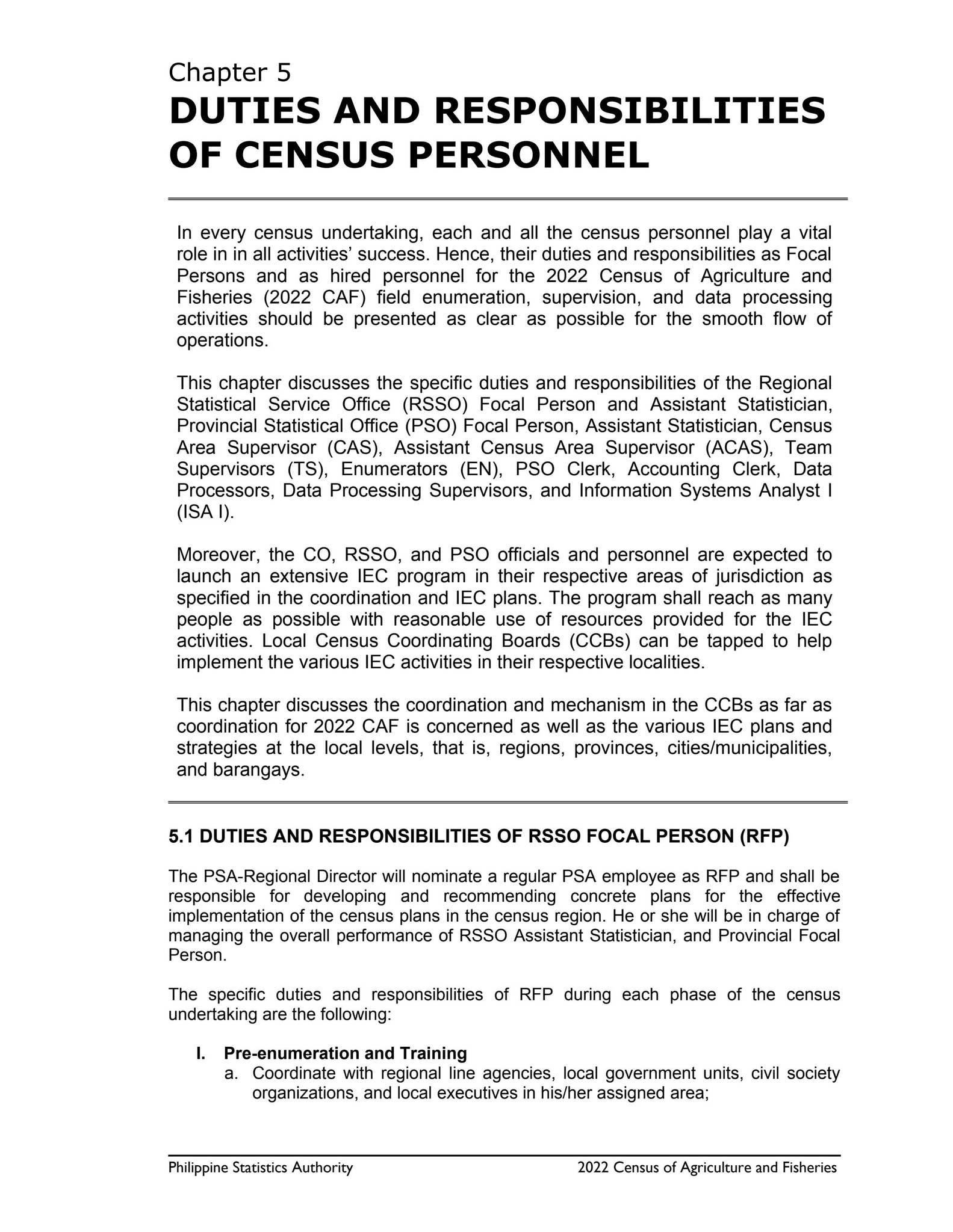 FOM Chapter 5 - Duties and Responsibilities of Census Personnel by ...