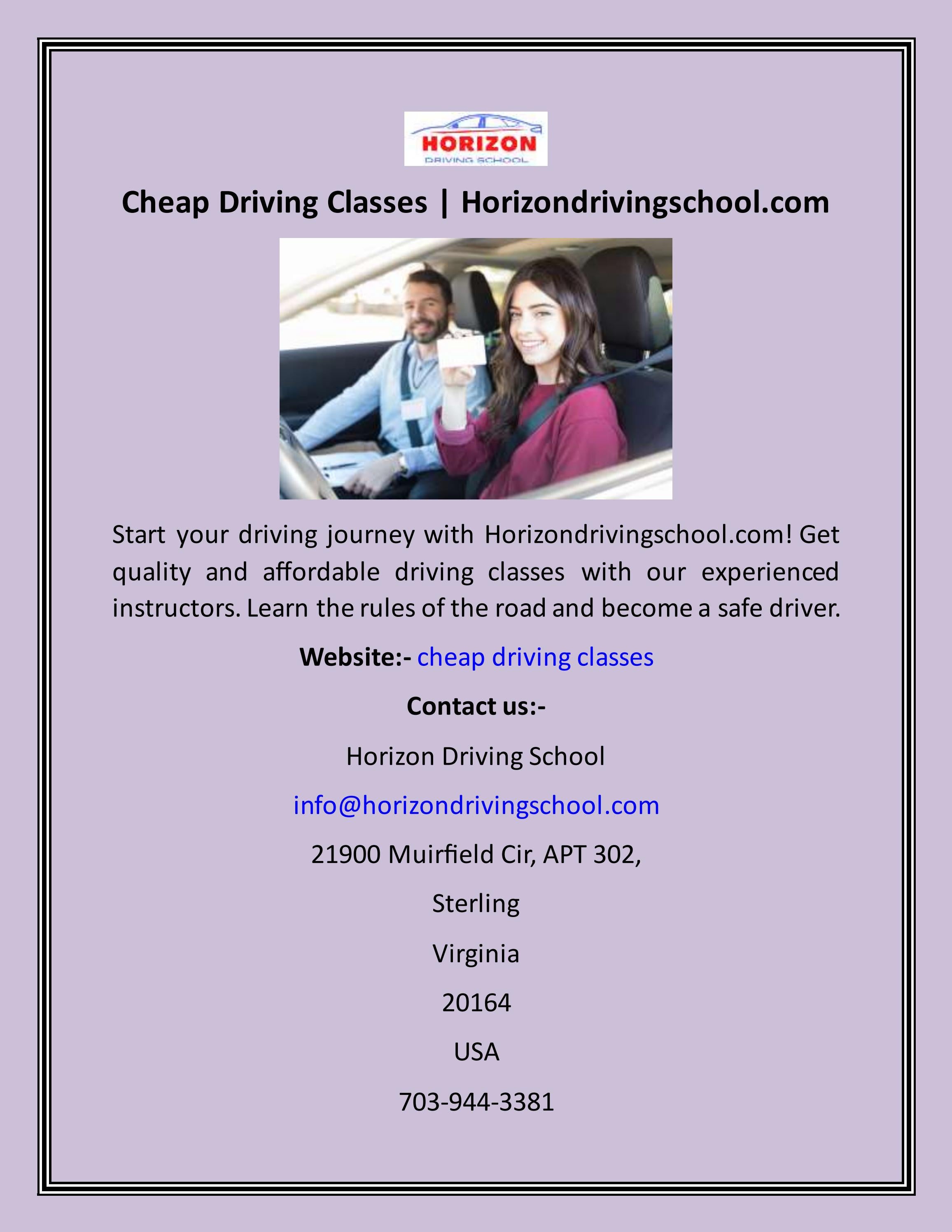 Cheap Driving Classes | Horizondrivingschool.com by Horizon driving ...