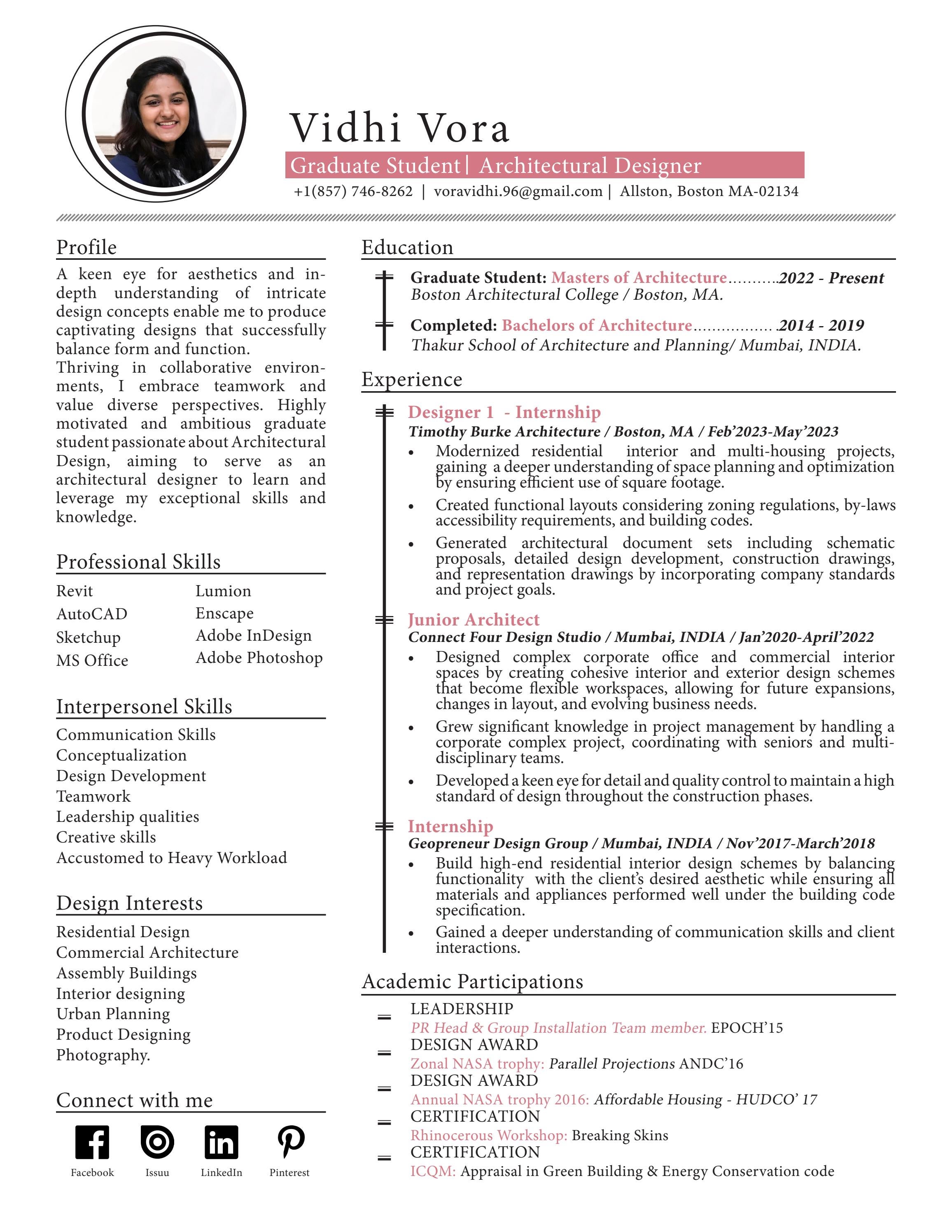 Vidhi Vora - Architectural Resume 2023 by Vidhi Vora - Issuu