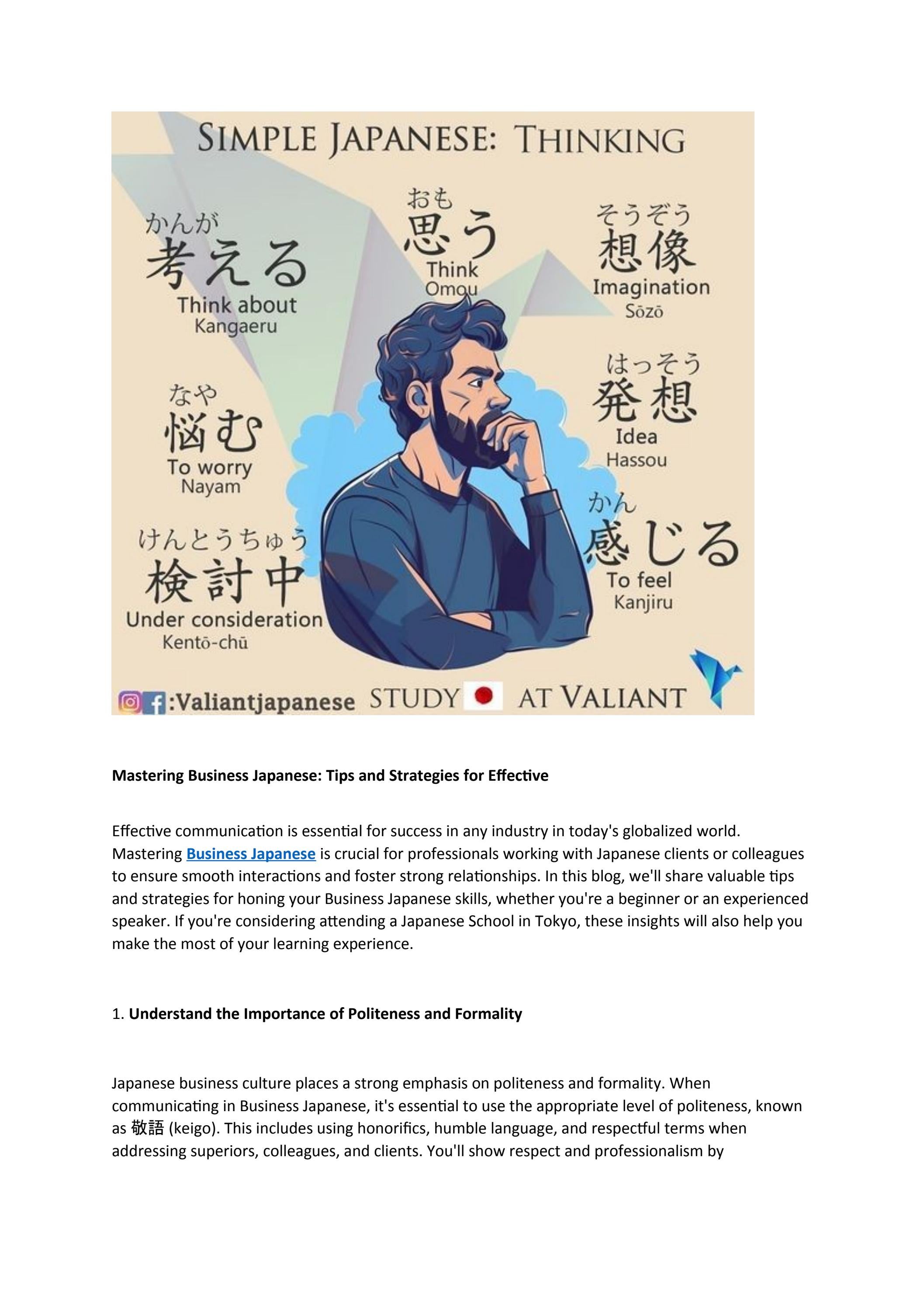 Mastering Business Japanese: Tips and Strategies for Effective by ...