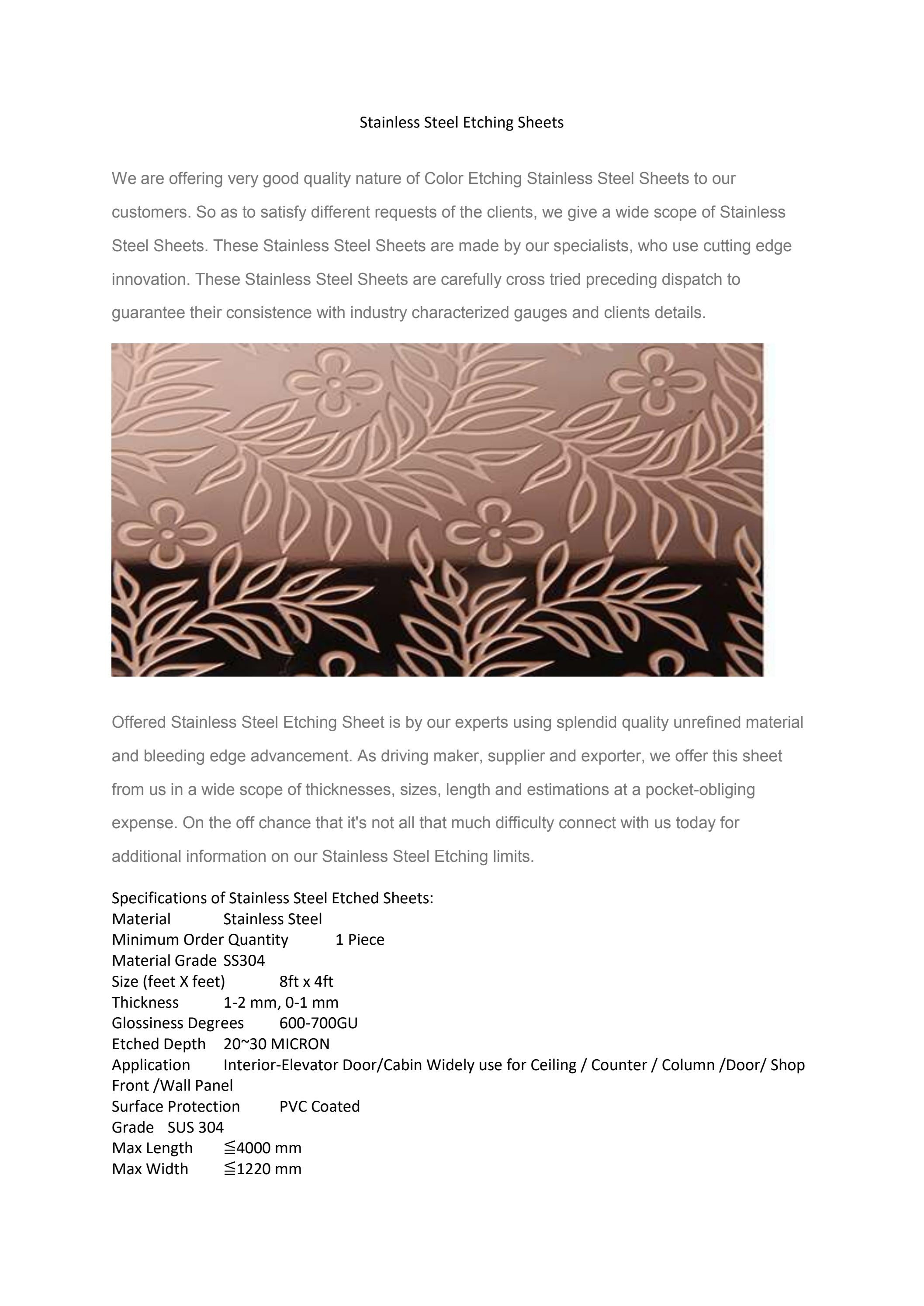 Stainless Steel Etching Sheets by Sterlite Decor - Issuu