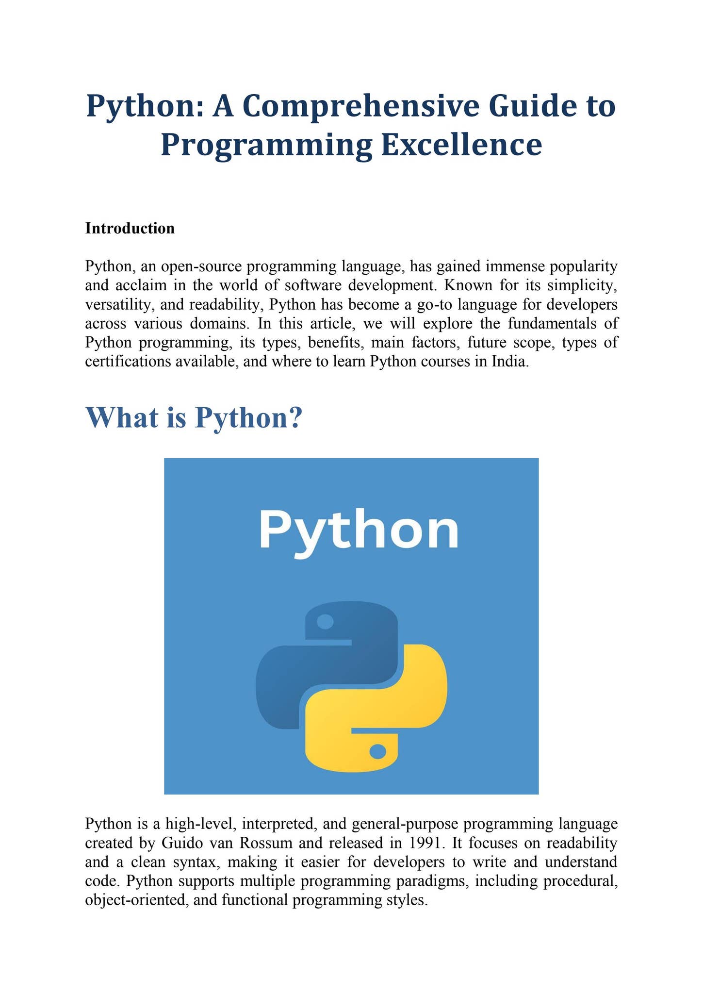 Python: A Comprehensive Guide to Programming Excellence by Kajal ...