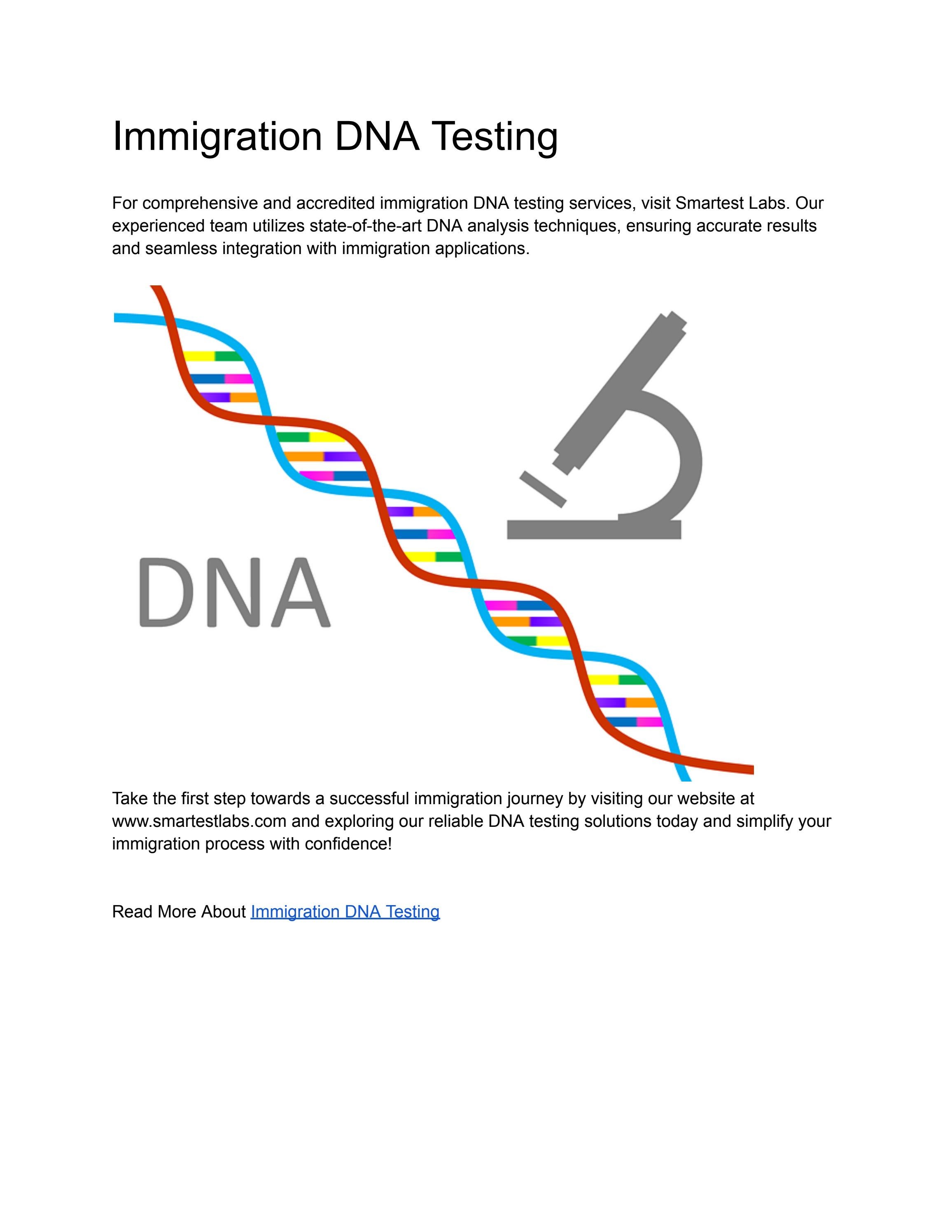Immigration DNA Testing by Smar Test Labs - Issuu