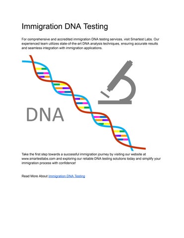 Immigration DNA Testing by Smar Test Labs - Issuu