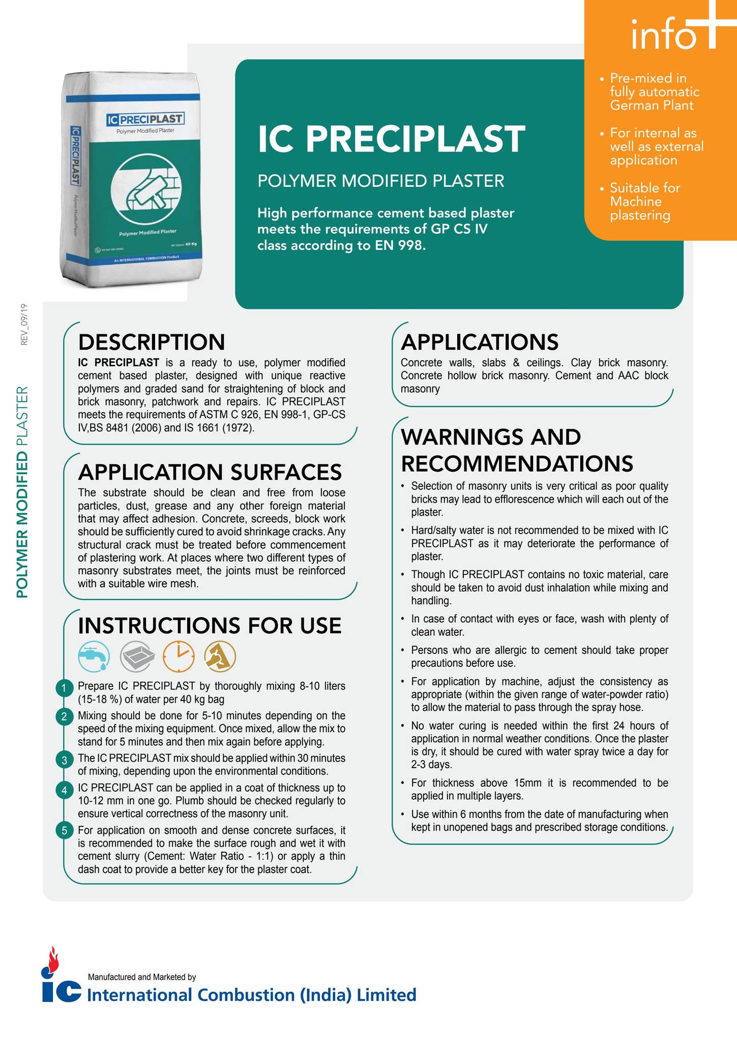 IC PRECIPLAST: India's Premier Ready Mix Polymer Plaster Solution by ...