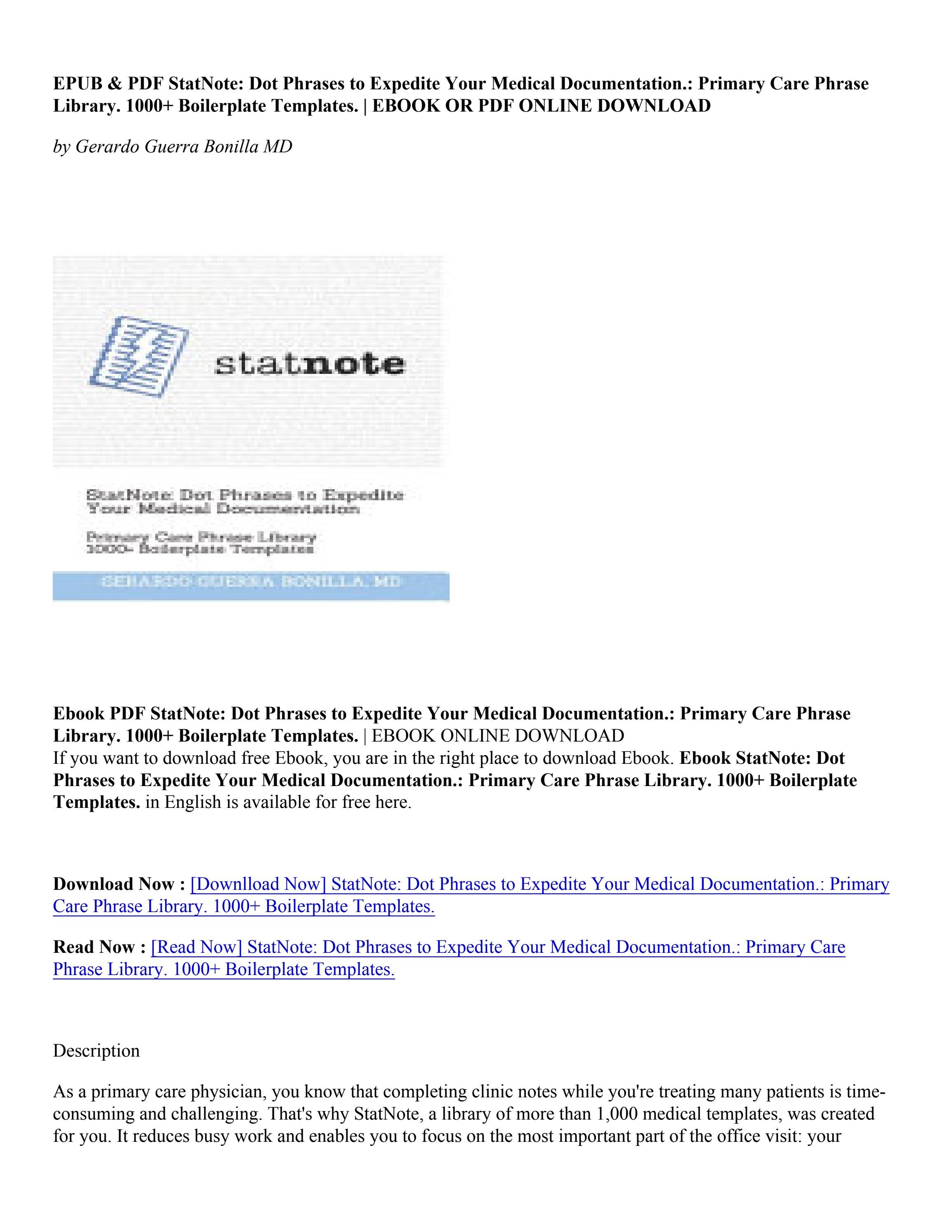 PDF StatNote Dot Phrases To Expedite Your Medical Documentation pdf-statnote-dot-phrases-to-expedite-your-medical-documentation