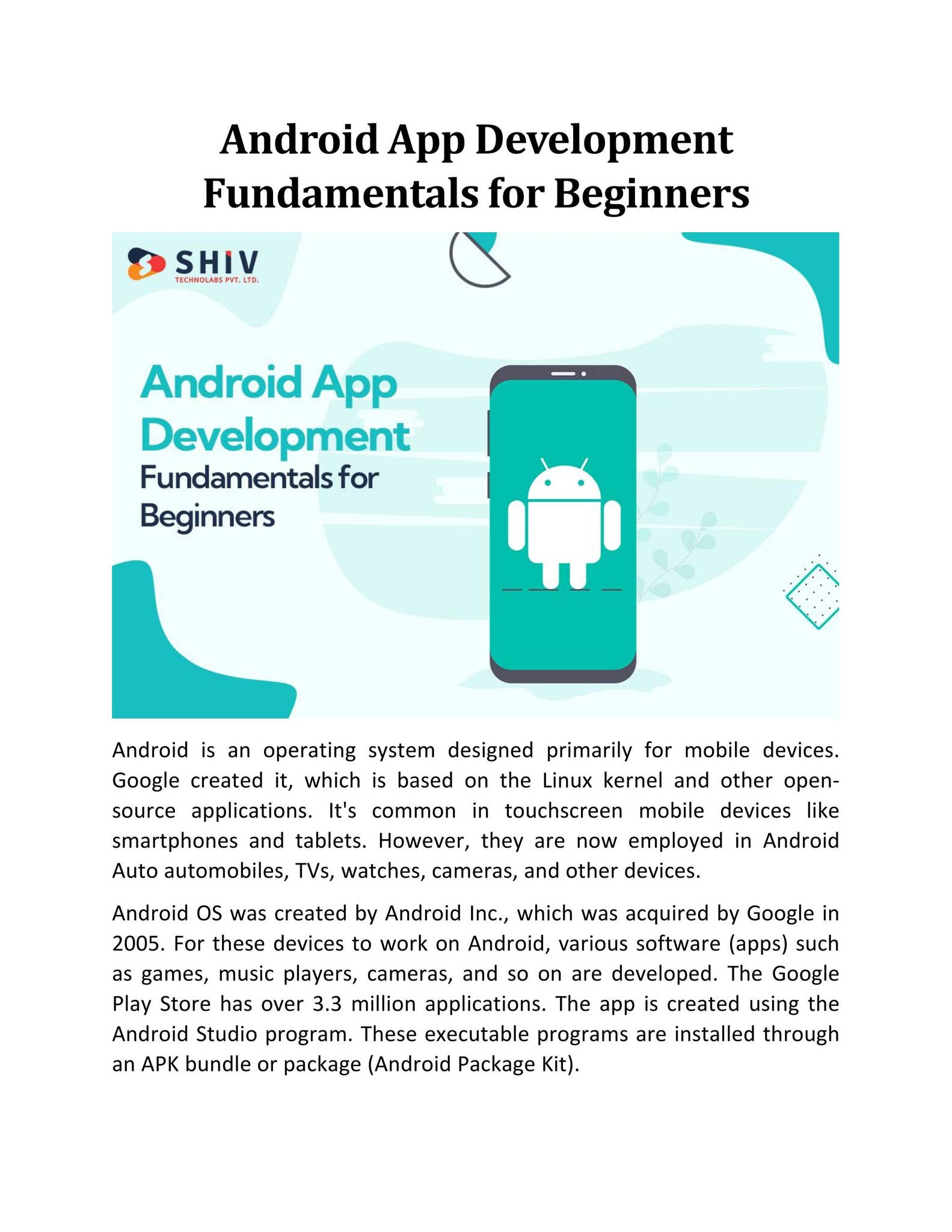 Android app development Beginners Guide by Shiv Technolabs - Issuu