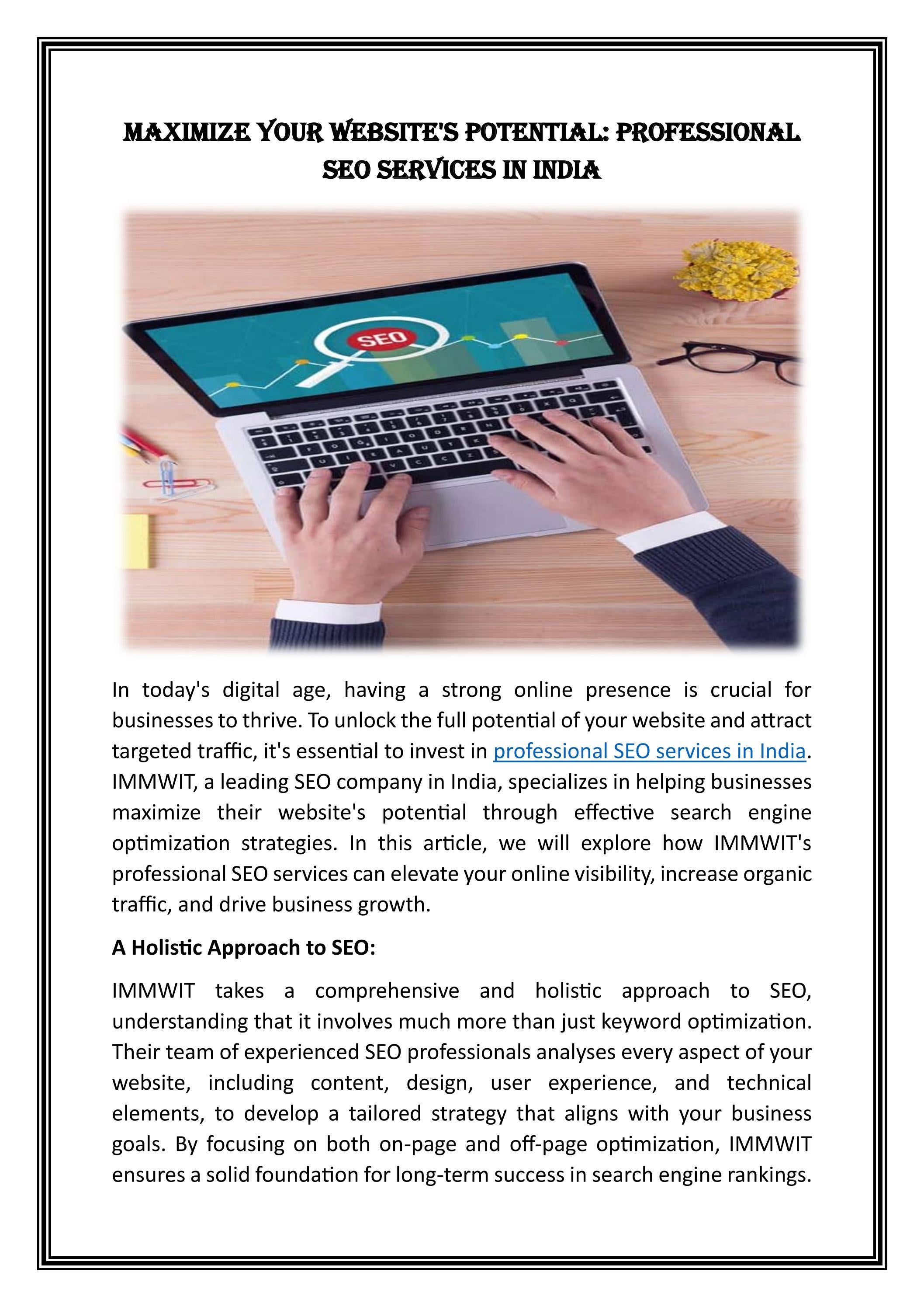 MaxiMize Your Website's Potential: Professional seo services in india by IMMWIT - Issuu