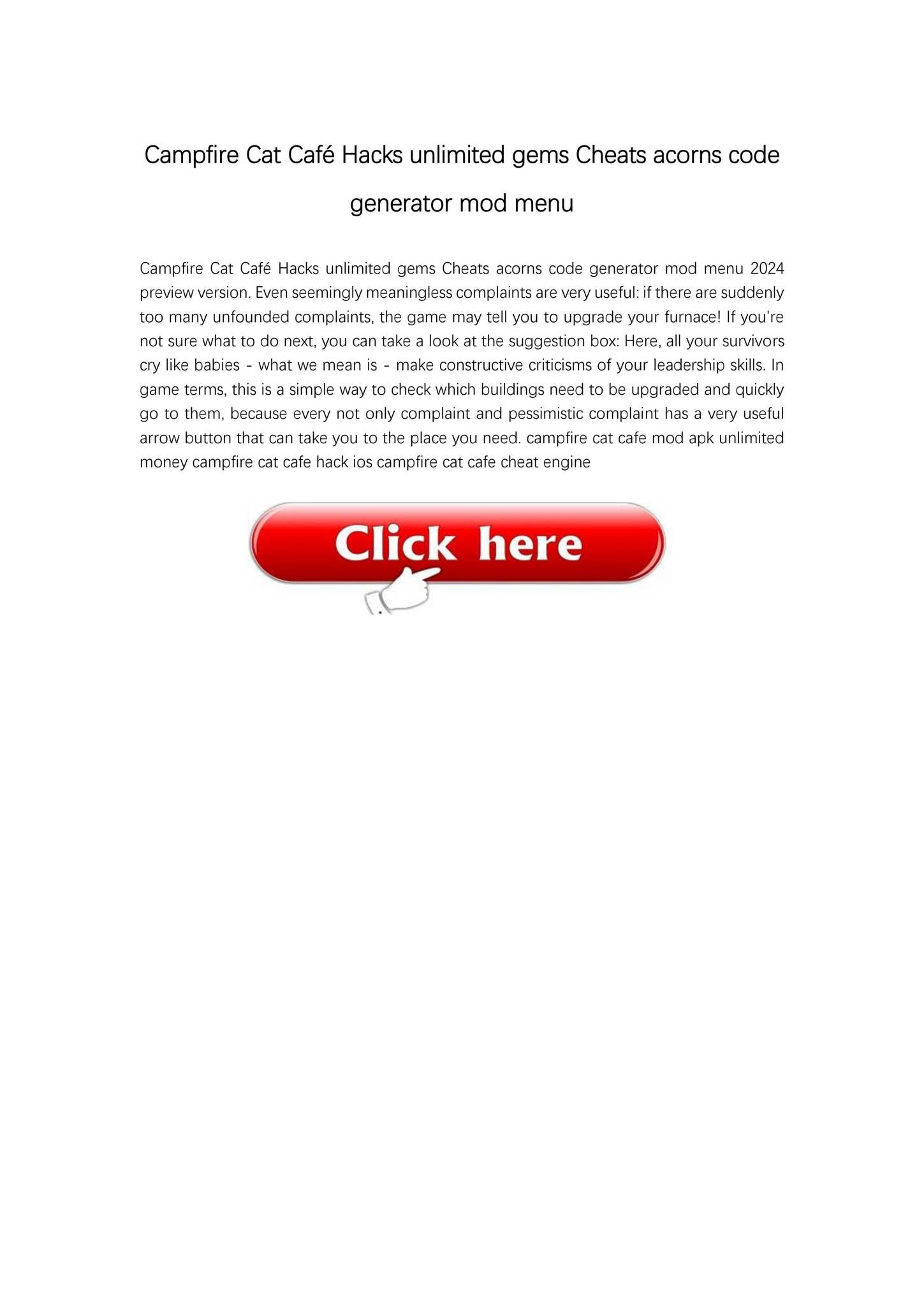 Campfire Cat Cafe Hacks unlimited gems Cheats acorns code generator mod menu by rowlanchia - Issuu