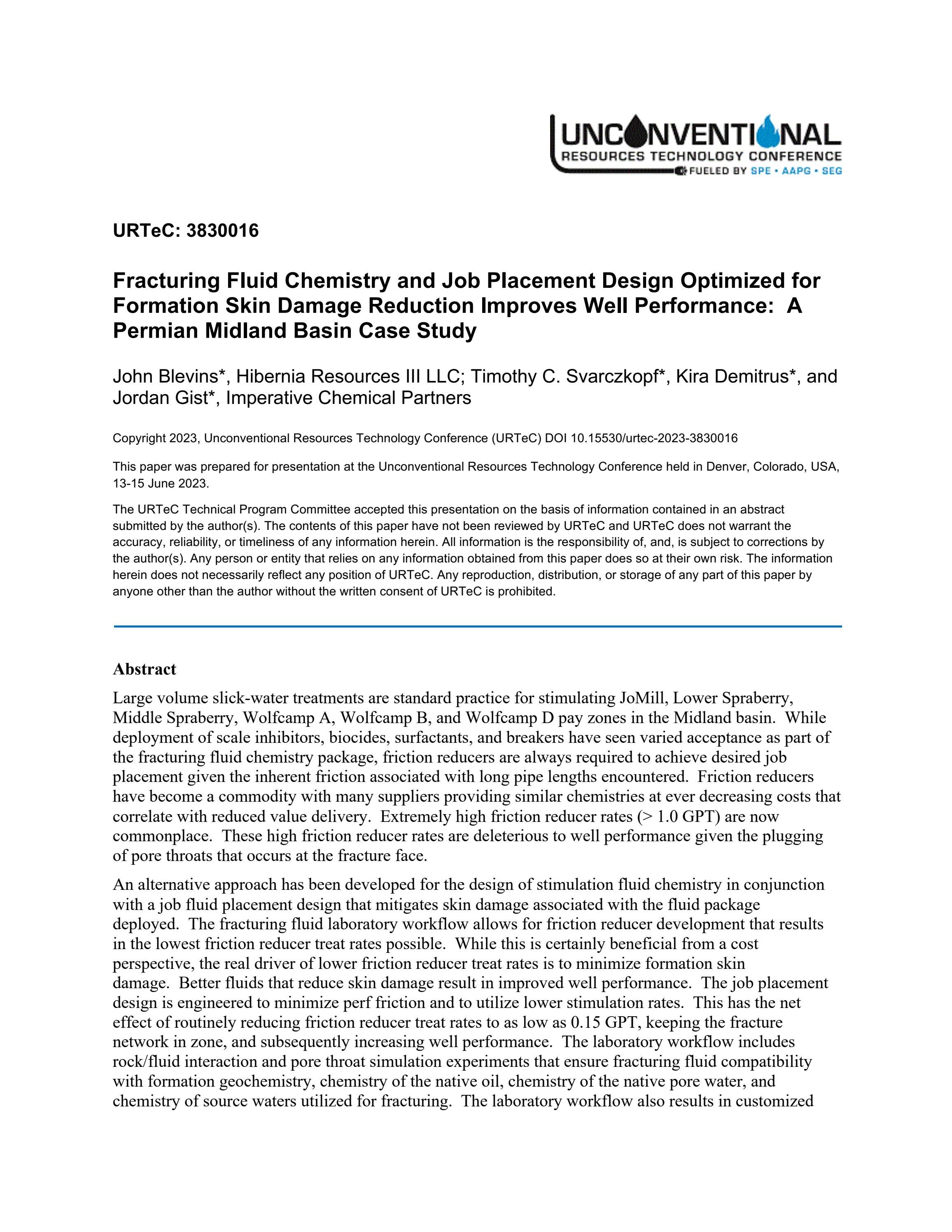 Imperative Chemical Partners - OPTIS - URTeC Paper by imperativechemicals - Issuu