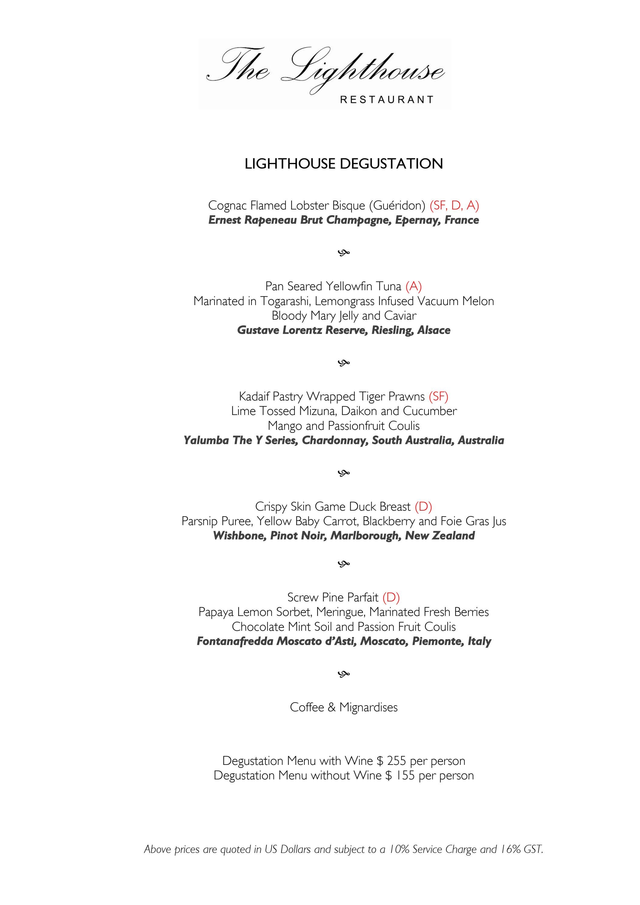 Light house menu - LIGHTHOUSE DEGUSTATION by Baros Marketing - Issuu
