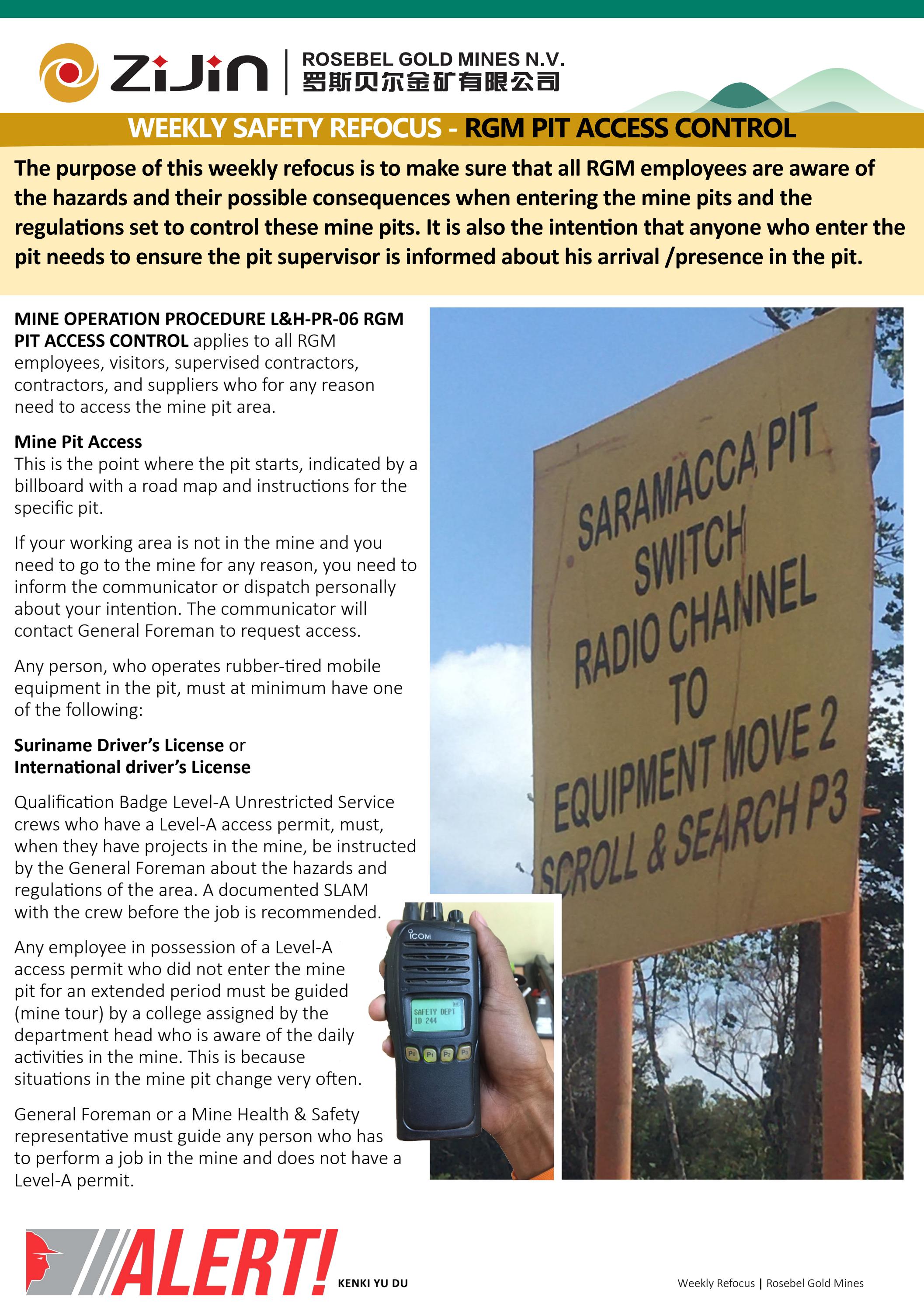 WEEKLY SAFETY REFOCUS - RGM PIT ACCESS CONTROL by Rosebel Gold Mines ...