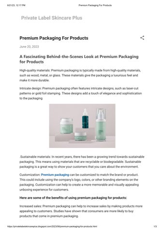 Premium Packaging For Products by Private Label - Issuu