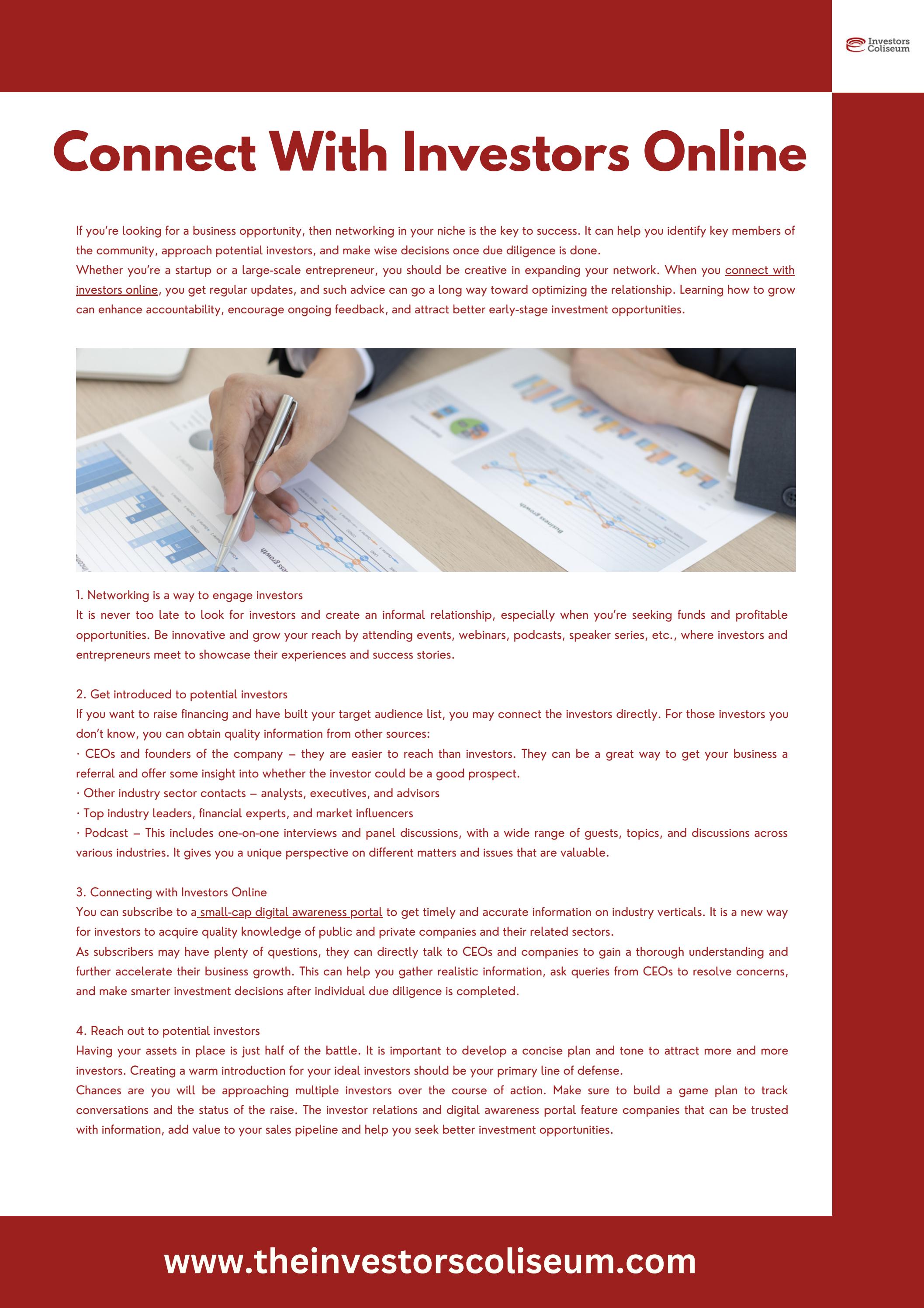 Connect With Investors Online by The Investors Coliseum - Issuu