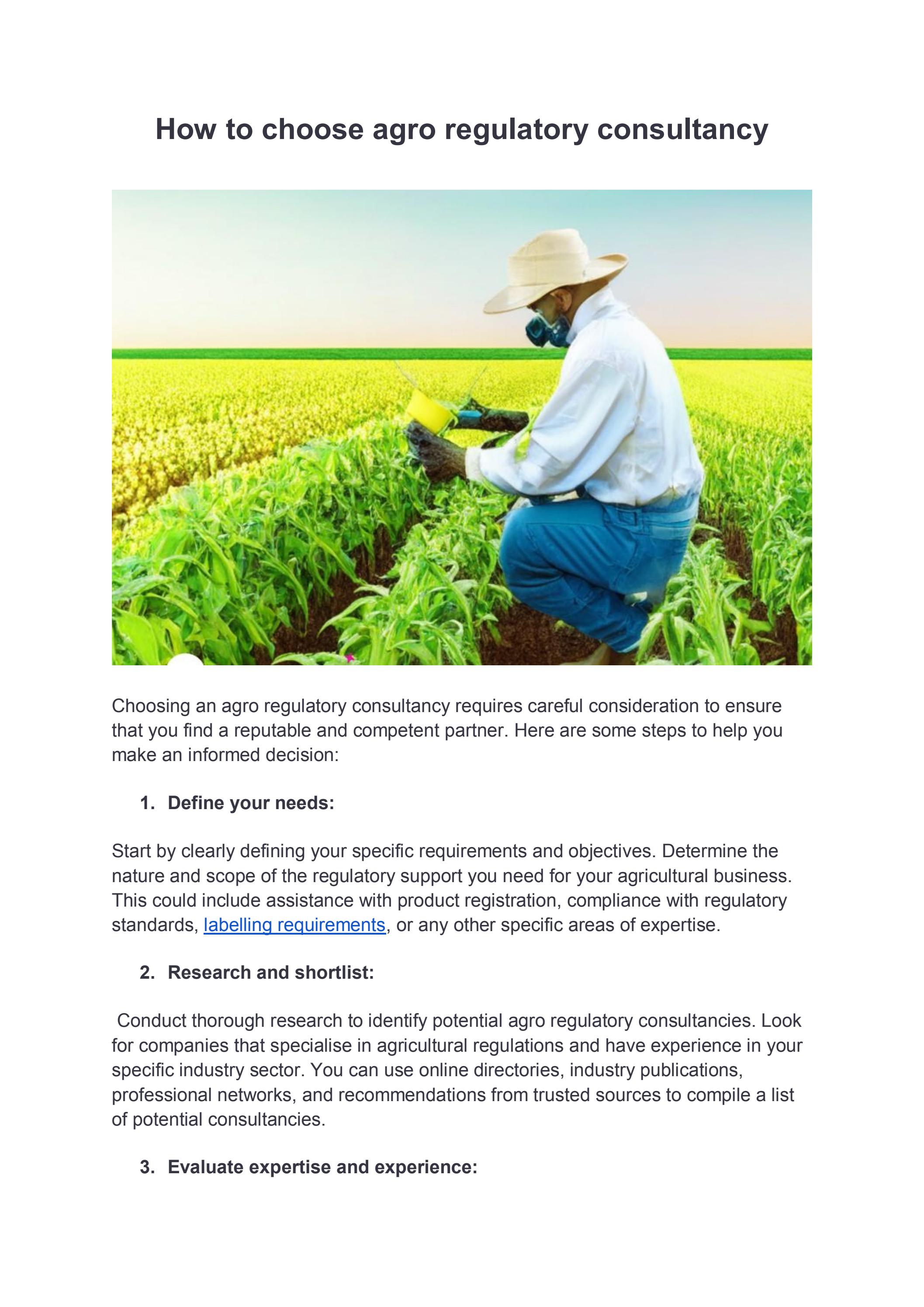 How to choose agro regulatory consultancy by auxilife - Issuu