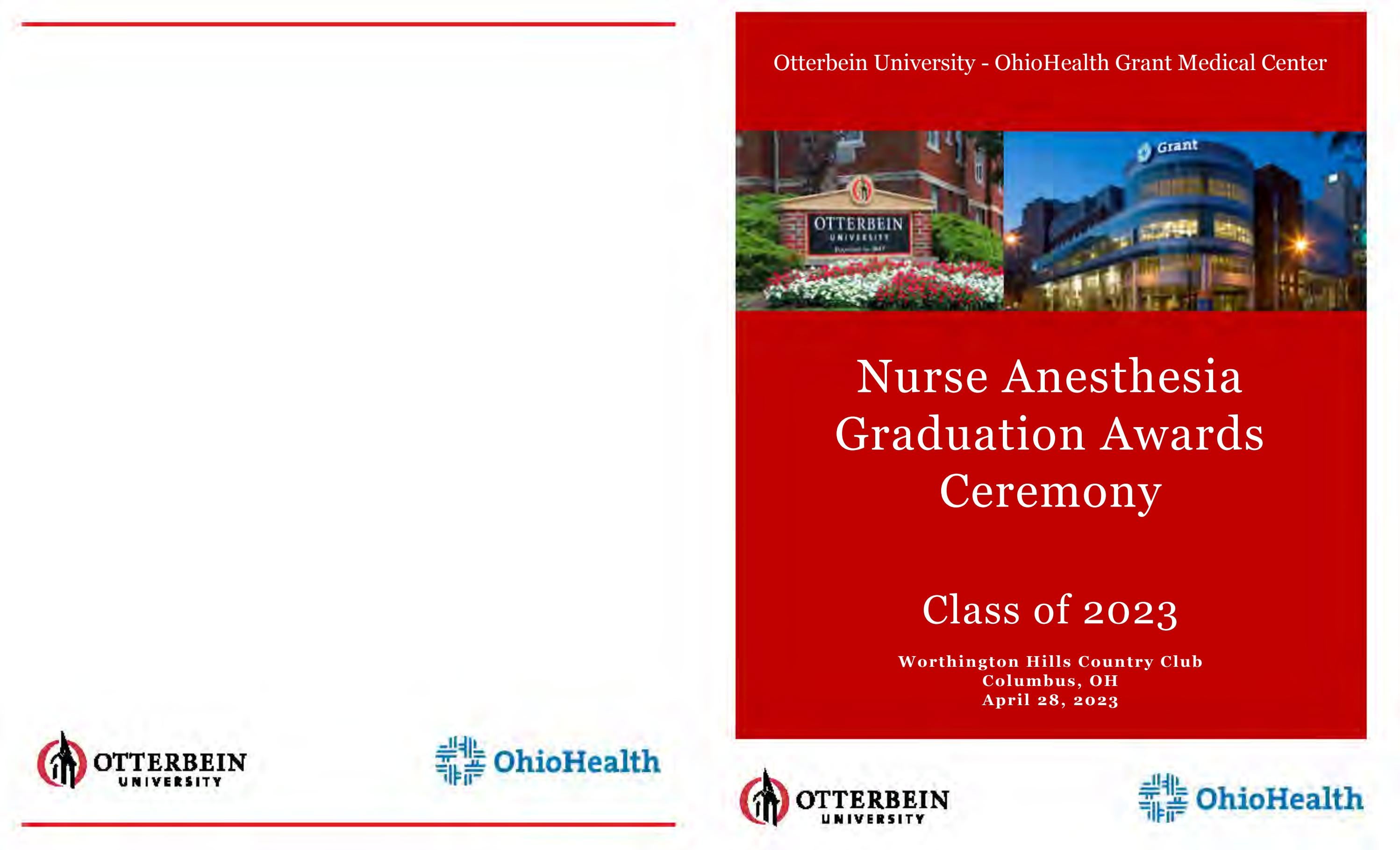 Nurse Anesthesia Graduation Awards Program 2023 by Otterbein University ...