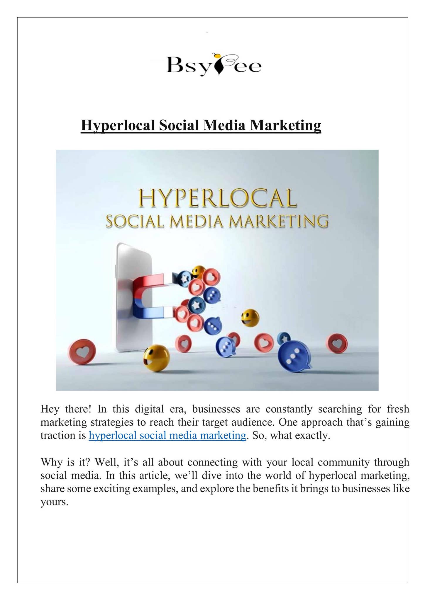 Hyperlocal Social Media Marketing by Bsybee Design - Issuu