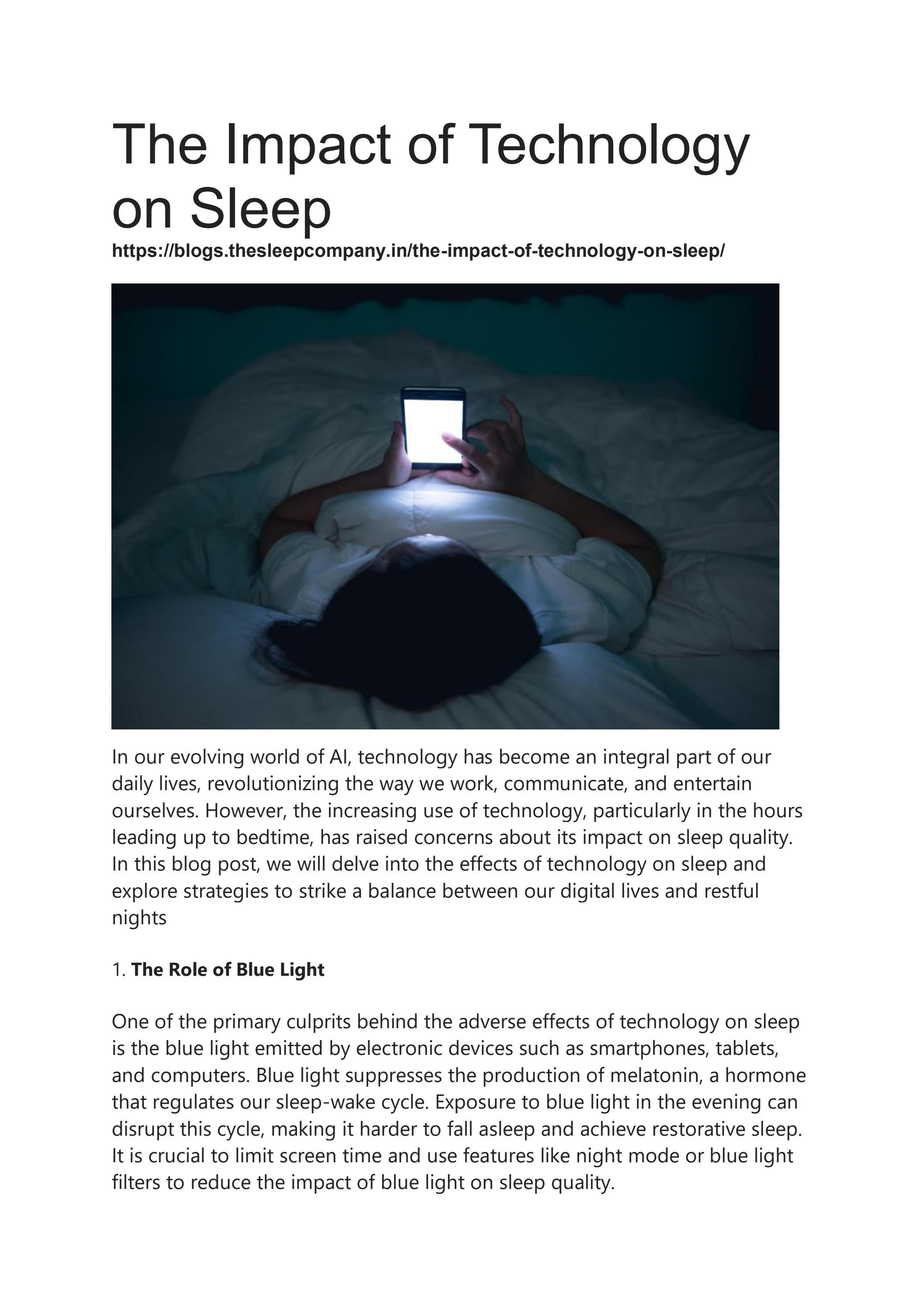 The Impact of Technology on Sleep by thesleepcompany2 - Issuu