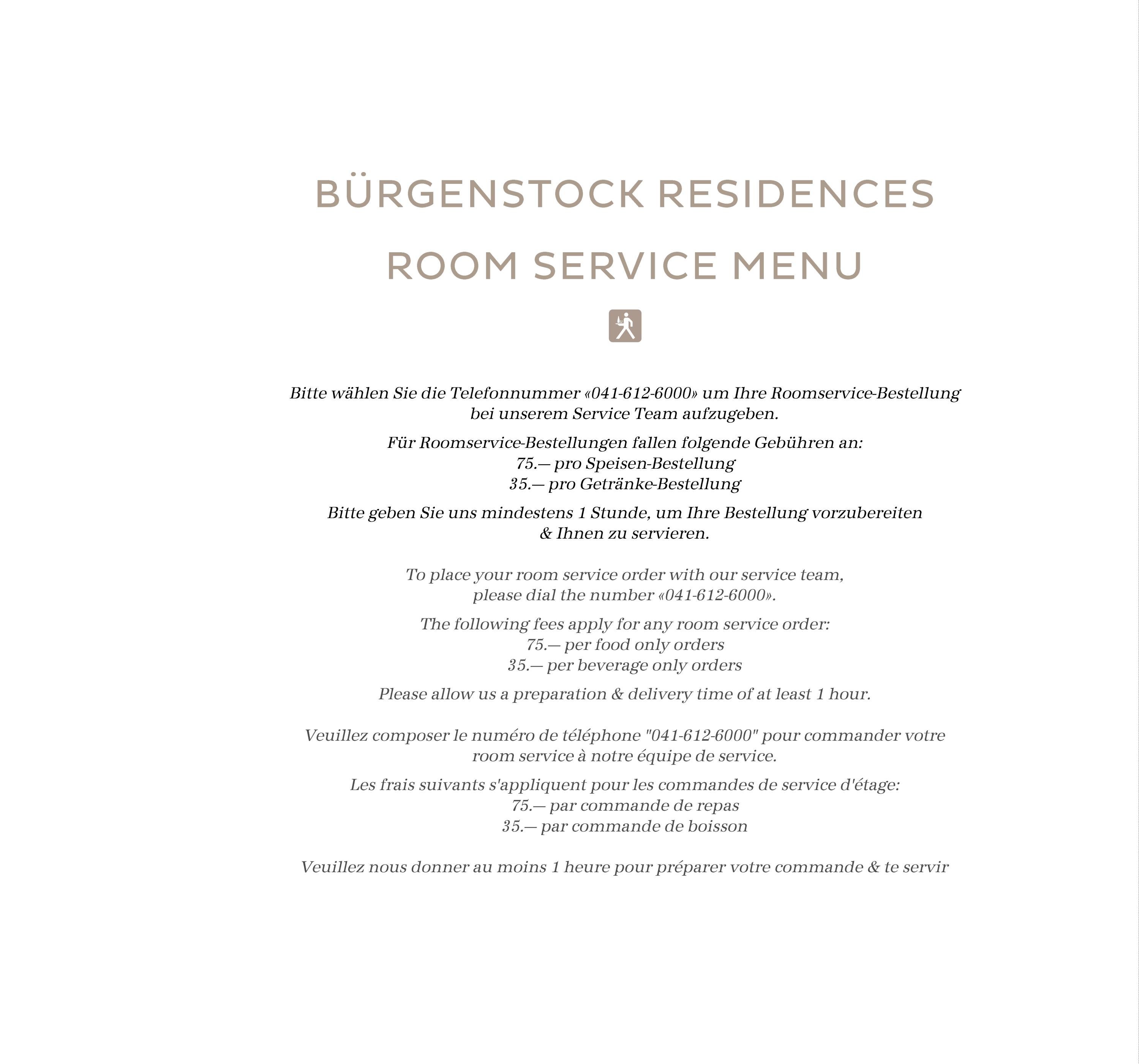 Room Service Menu - Residences by The Bürgenstock Selection - Issuu