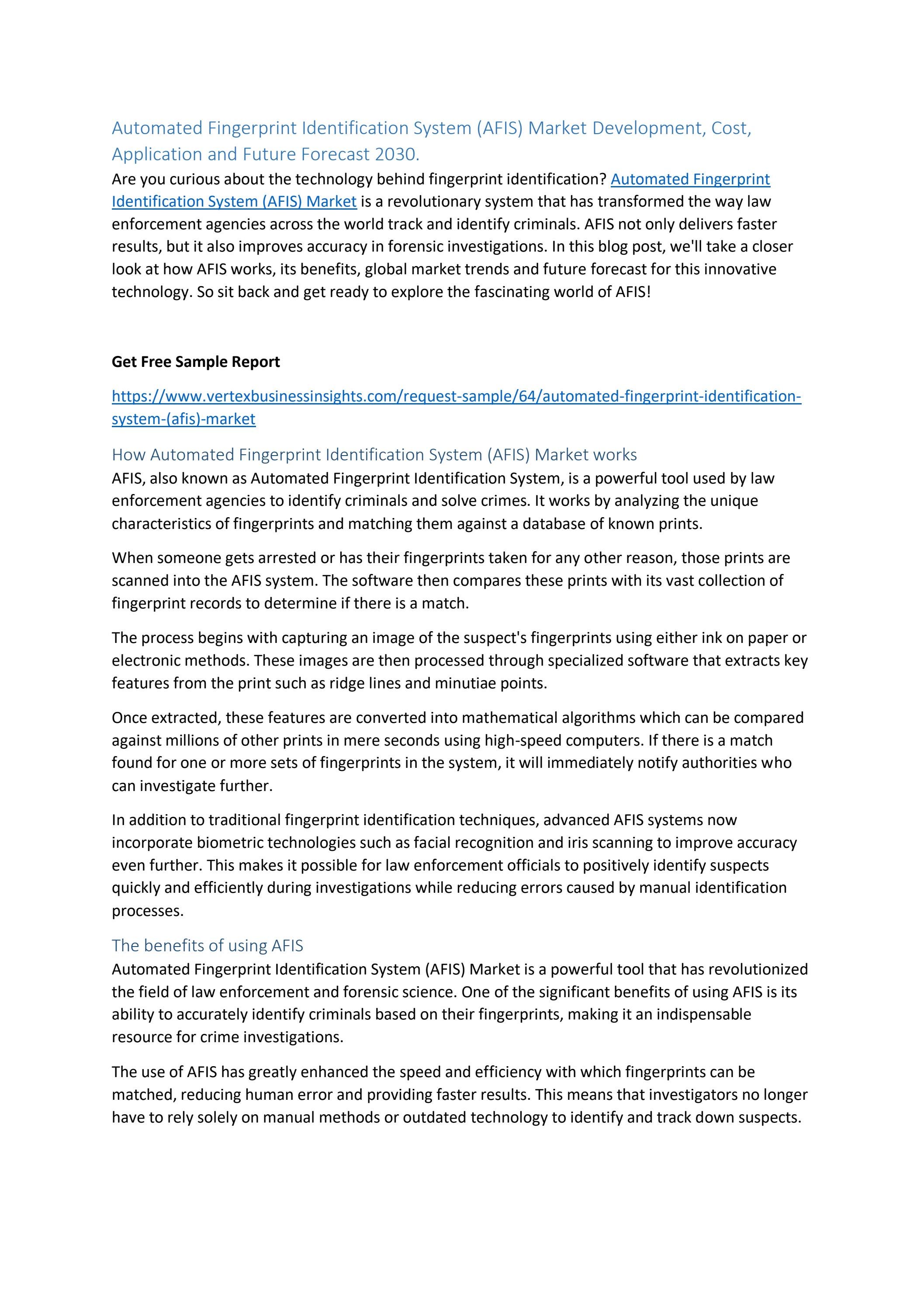 Automated Fingerprint Identification System (AFIS) Market Development ...