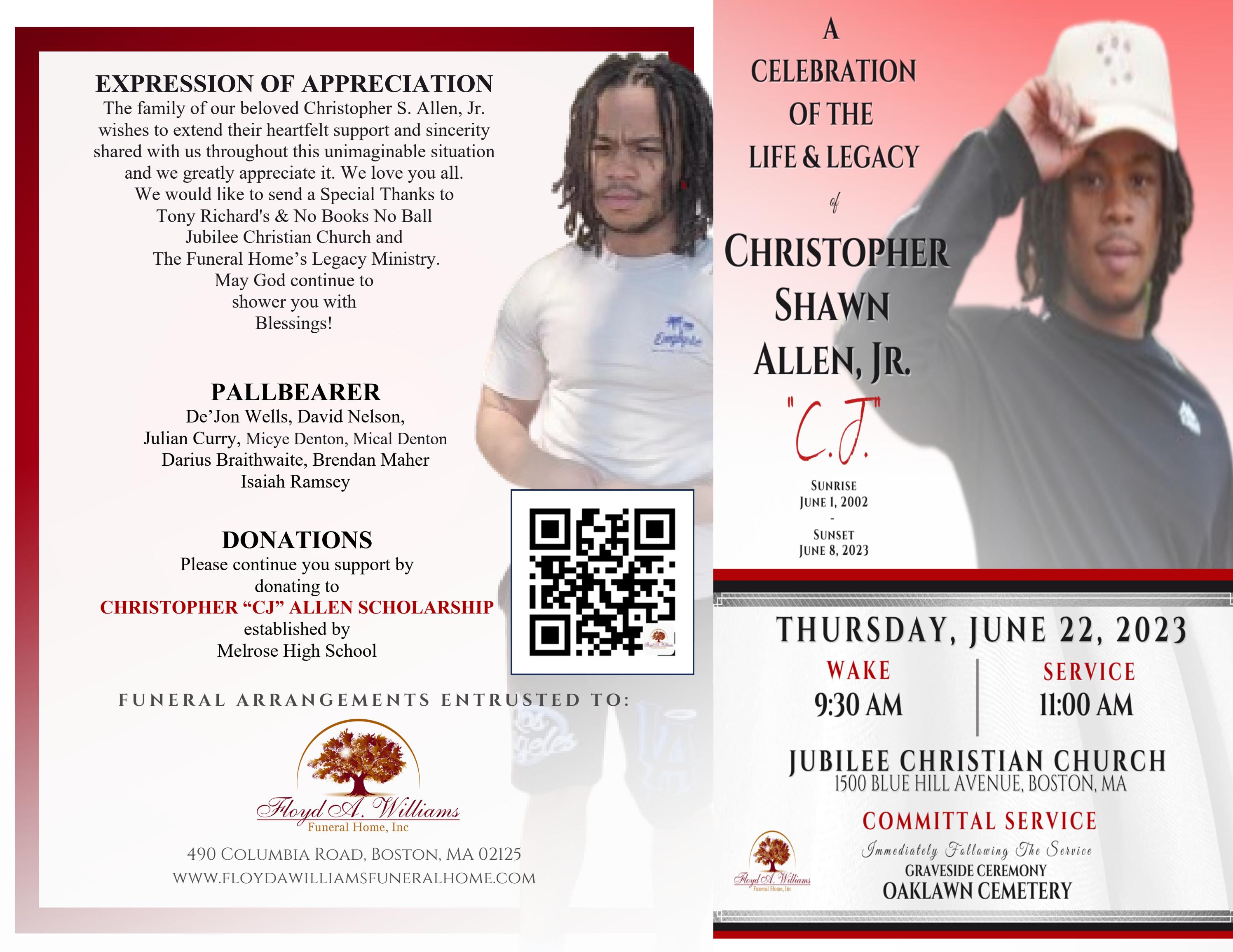 A Celebration of Life & Legacy - Christopher "CJ" Allen, Jr. by ...