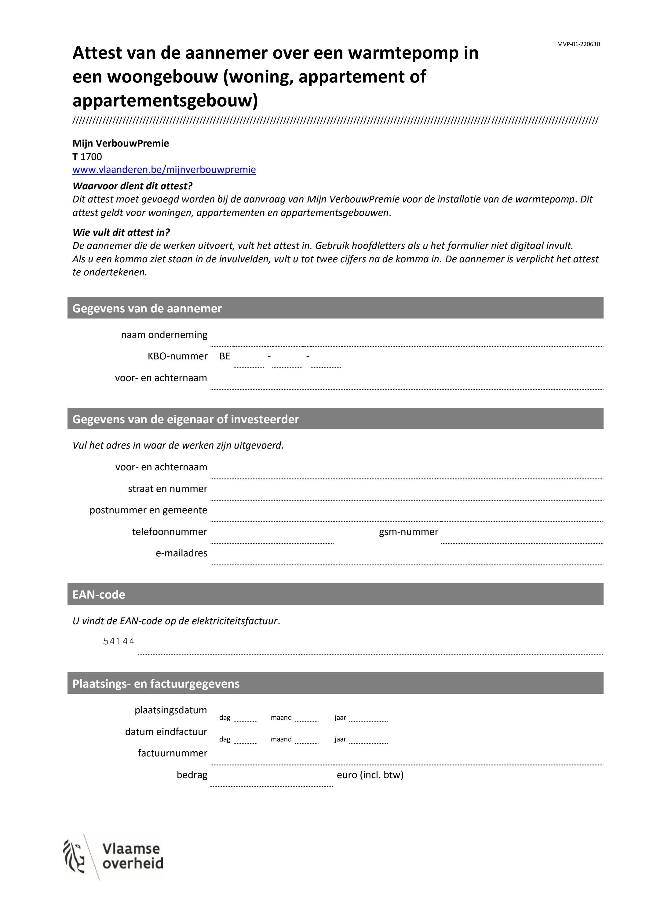 Attest van aannemer over warmtepomp in een woongebouw by frigro - Issuu