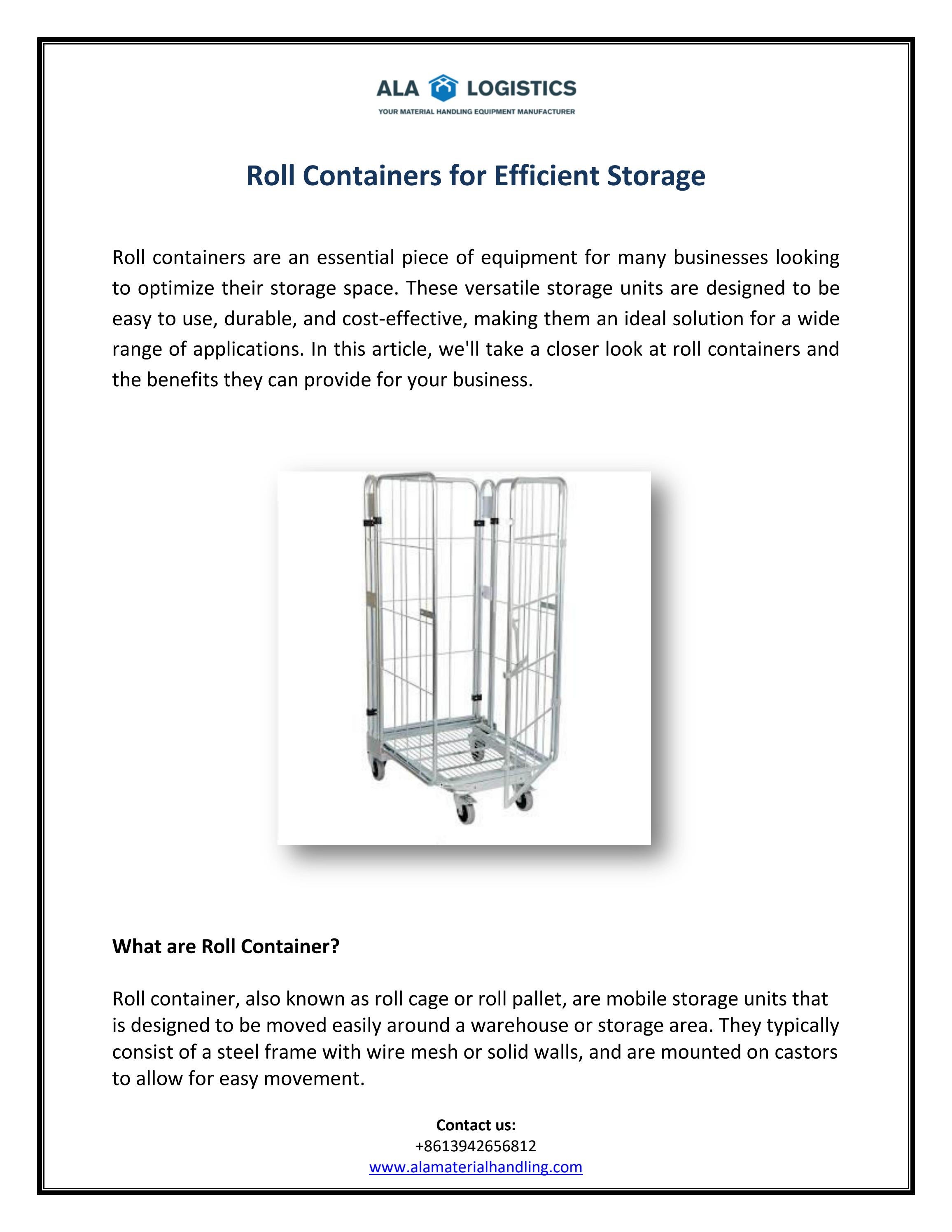 Roll Containers for Efficient Storage by ALA Logistics - Issuu