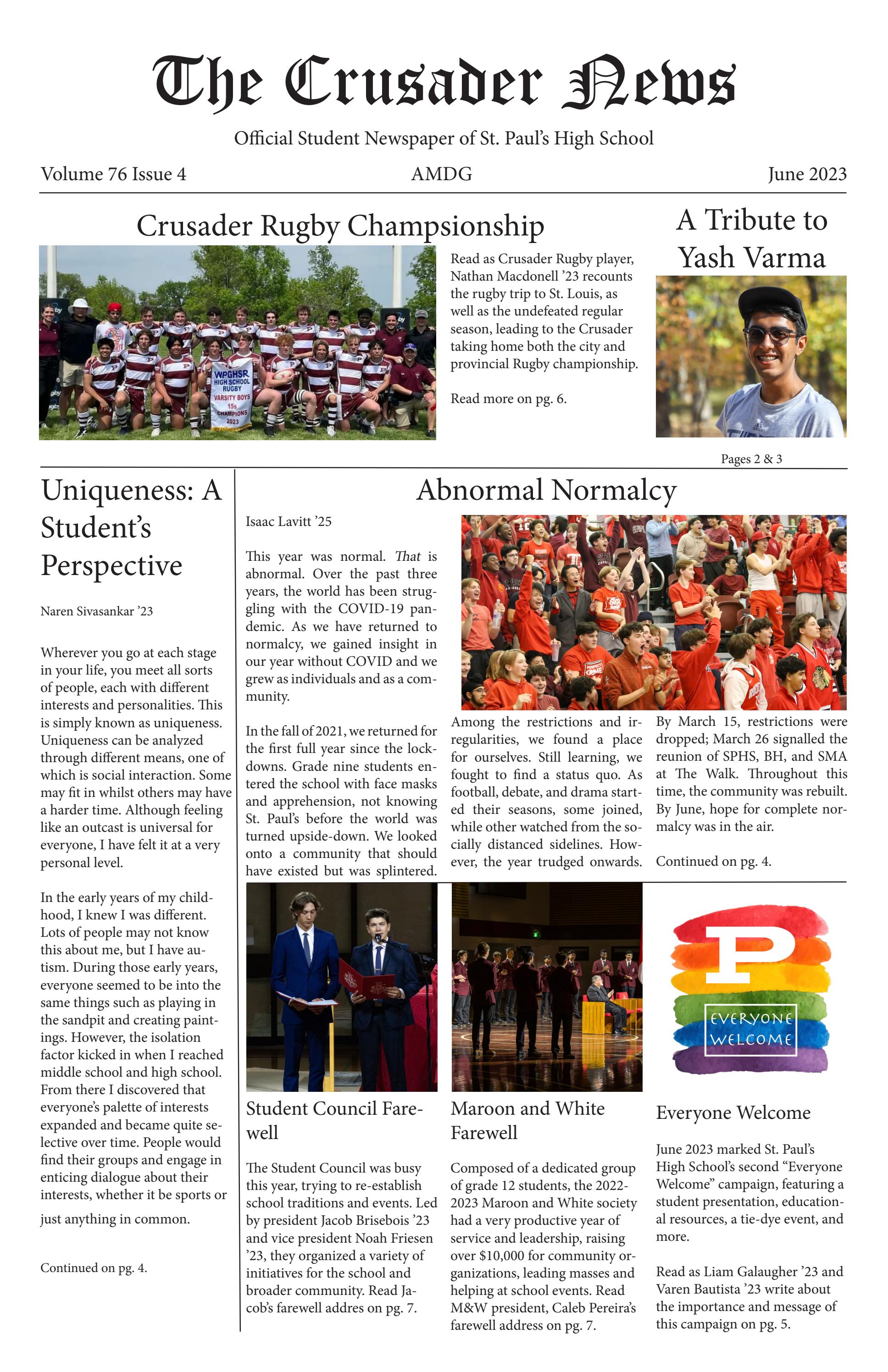 The Crusader News - June 2023 - Vol 76 Issue 4 by St. Paul's High ...