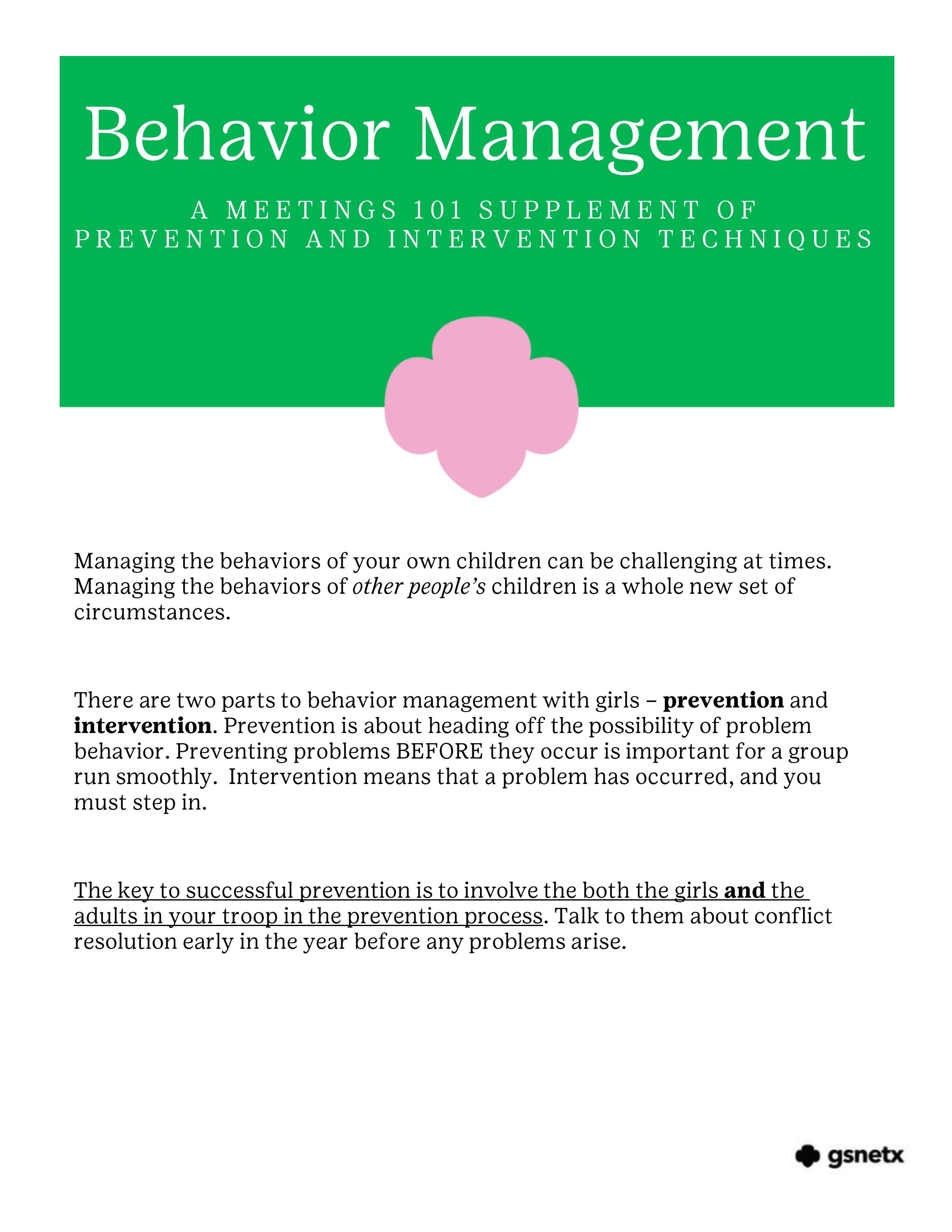 TR101: Behavior Management by Girl Scouts of Northeast Texas - Issuu
