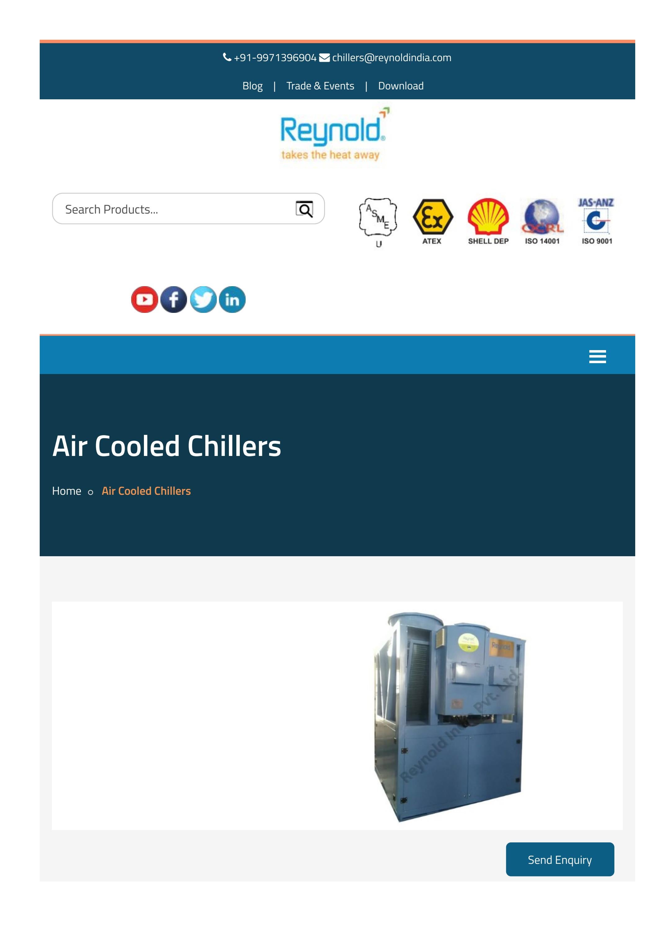 Buy Best Air Cooled industrial Chillers From Reynold India by Reynold ...