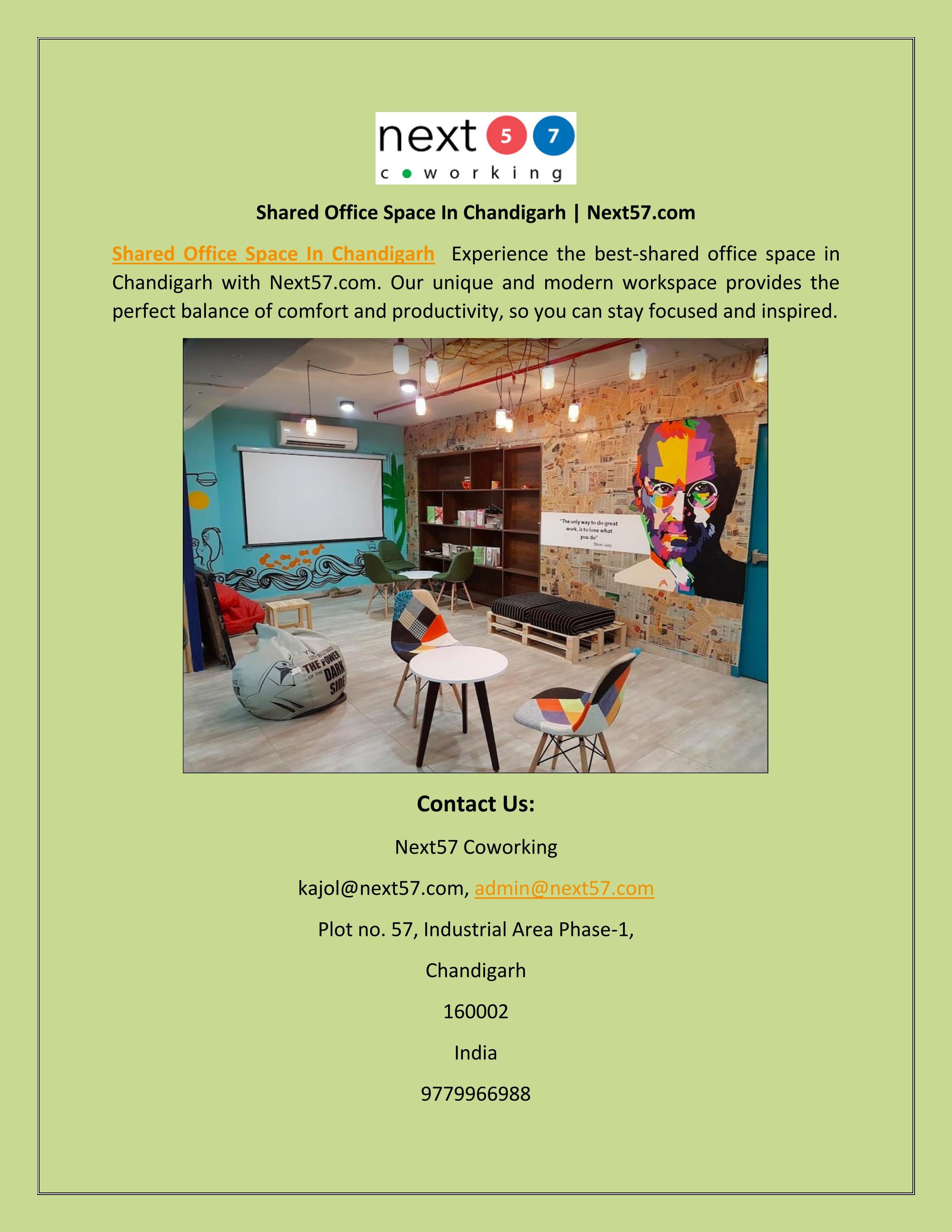 Shared Office Space In Chandigarh | Next57.com by Next57 Coworking - Issuu