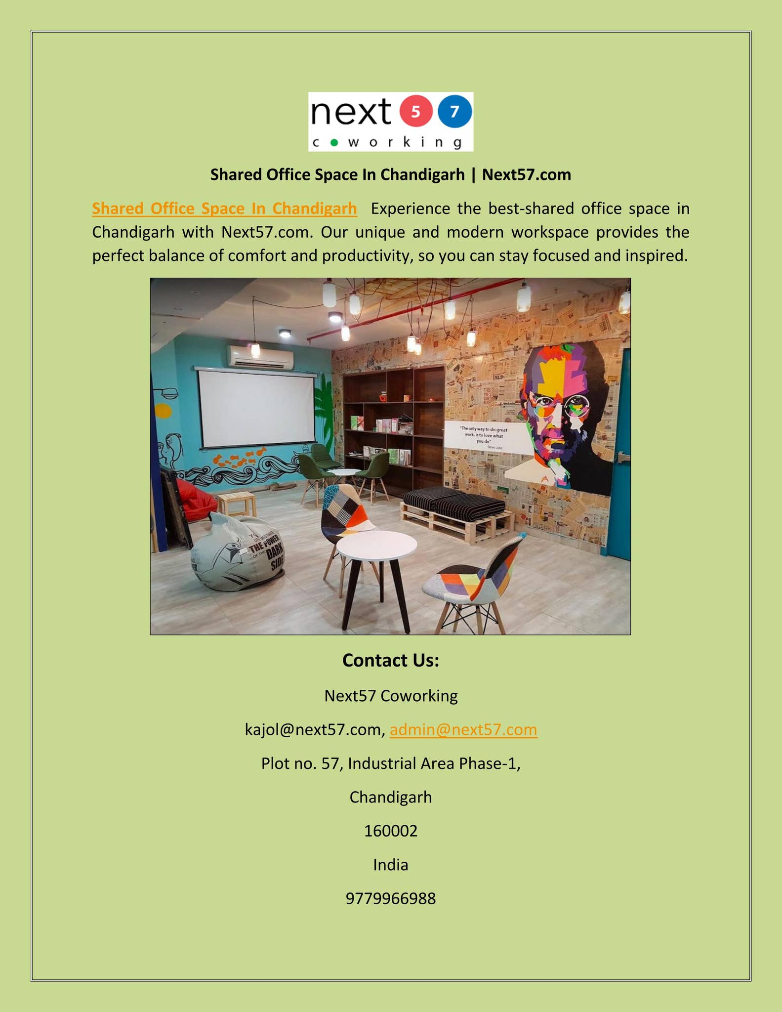 Shared Office Space In Chandigarh | Next57.com by Next57 Coworking - Issuu