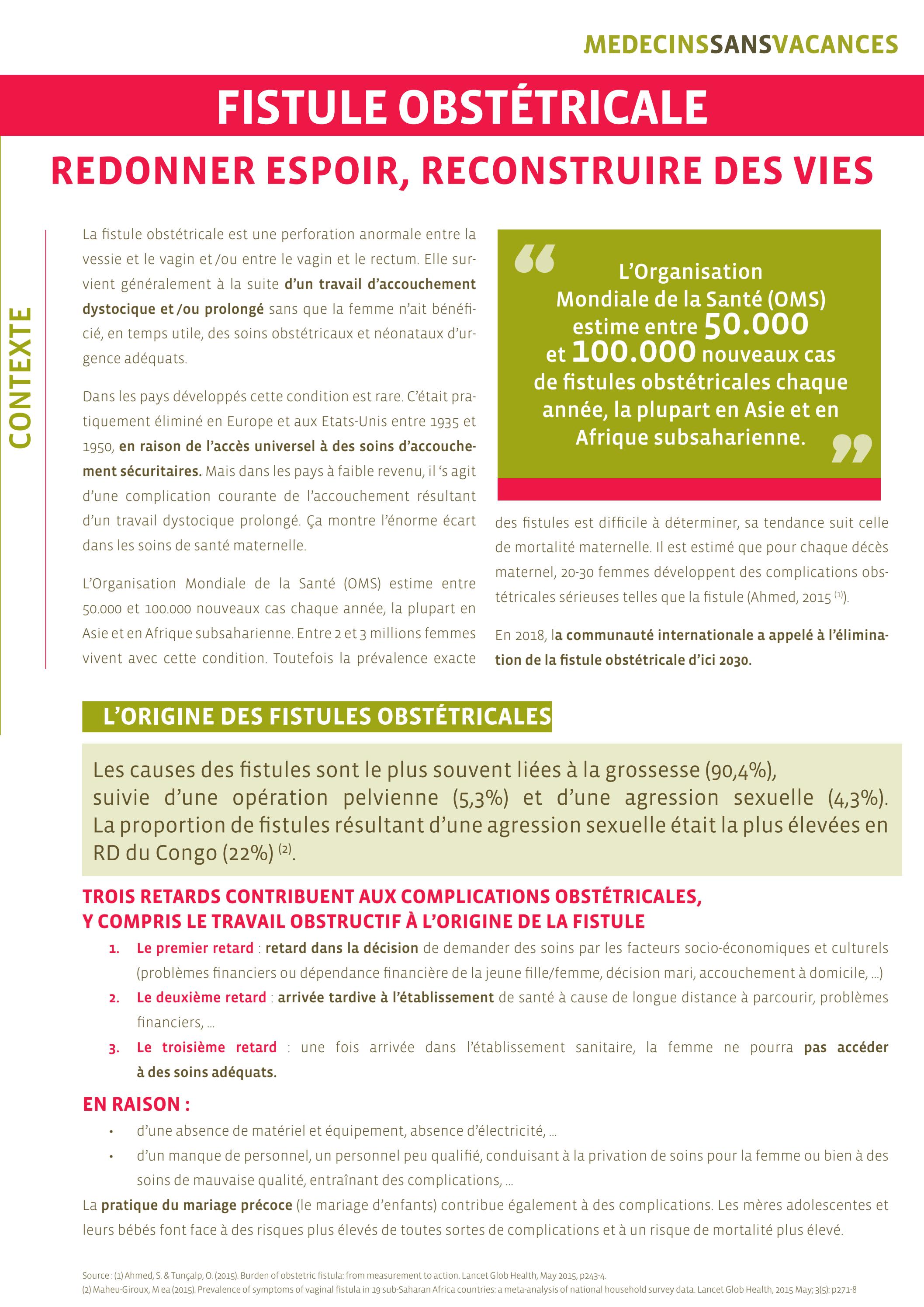Fiche Fistule obstréticale by Artsen Zonder Vakantie - Médecins Sans ...