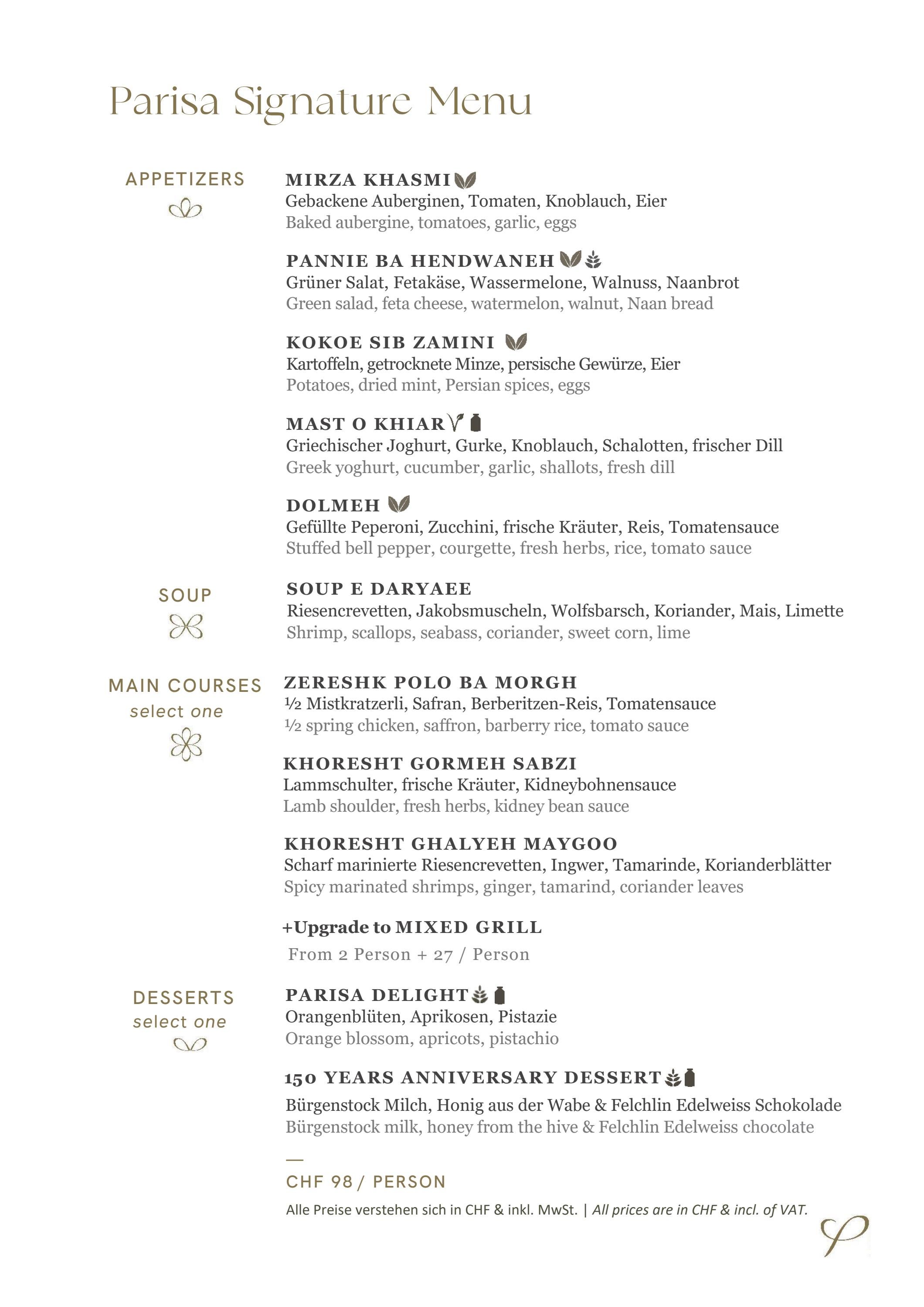 Parisa Persian Cuisine | Menu by The Bürgenstock Selection - Issuu