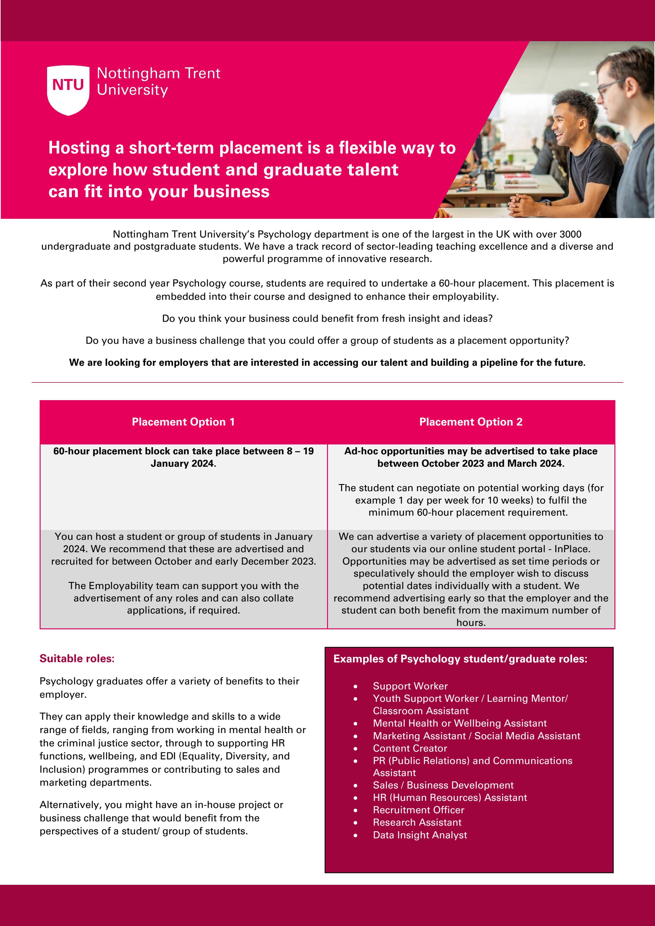 60 Psychology placements - guide for employers by Nottingham-Trent ...