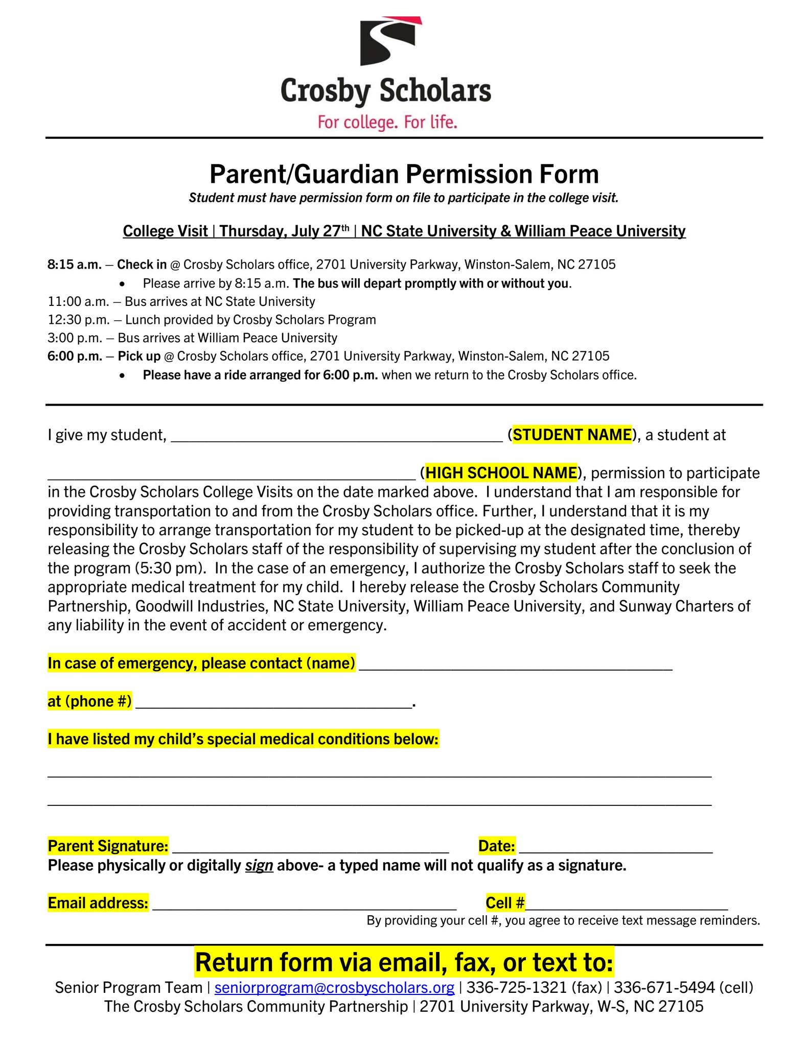 7-27 College Visit Permission Form by Crosby Scholars Community ...