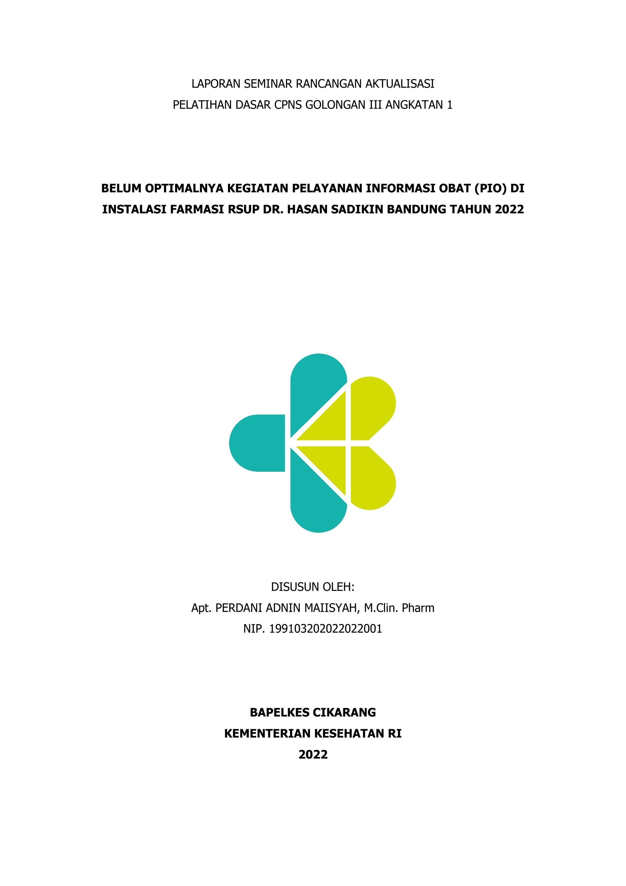 Belum Optimalnya Kegiatan Pelayanan Informasi Obat (PIO) Di Instalasi ...