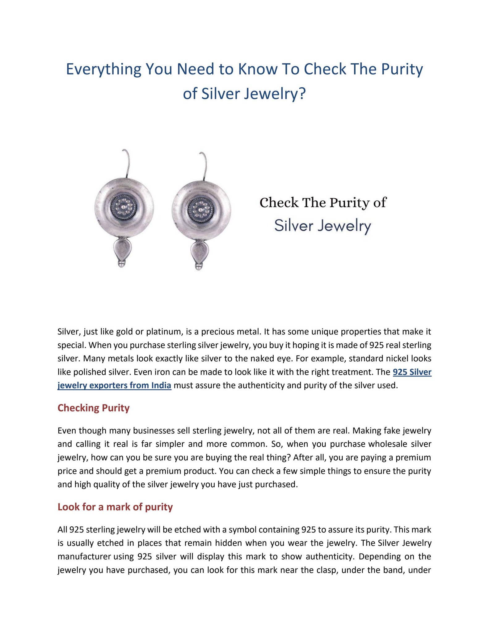 Everything You Need To Know To Check The Purity of Silver Jewelry by ...