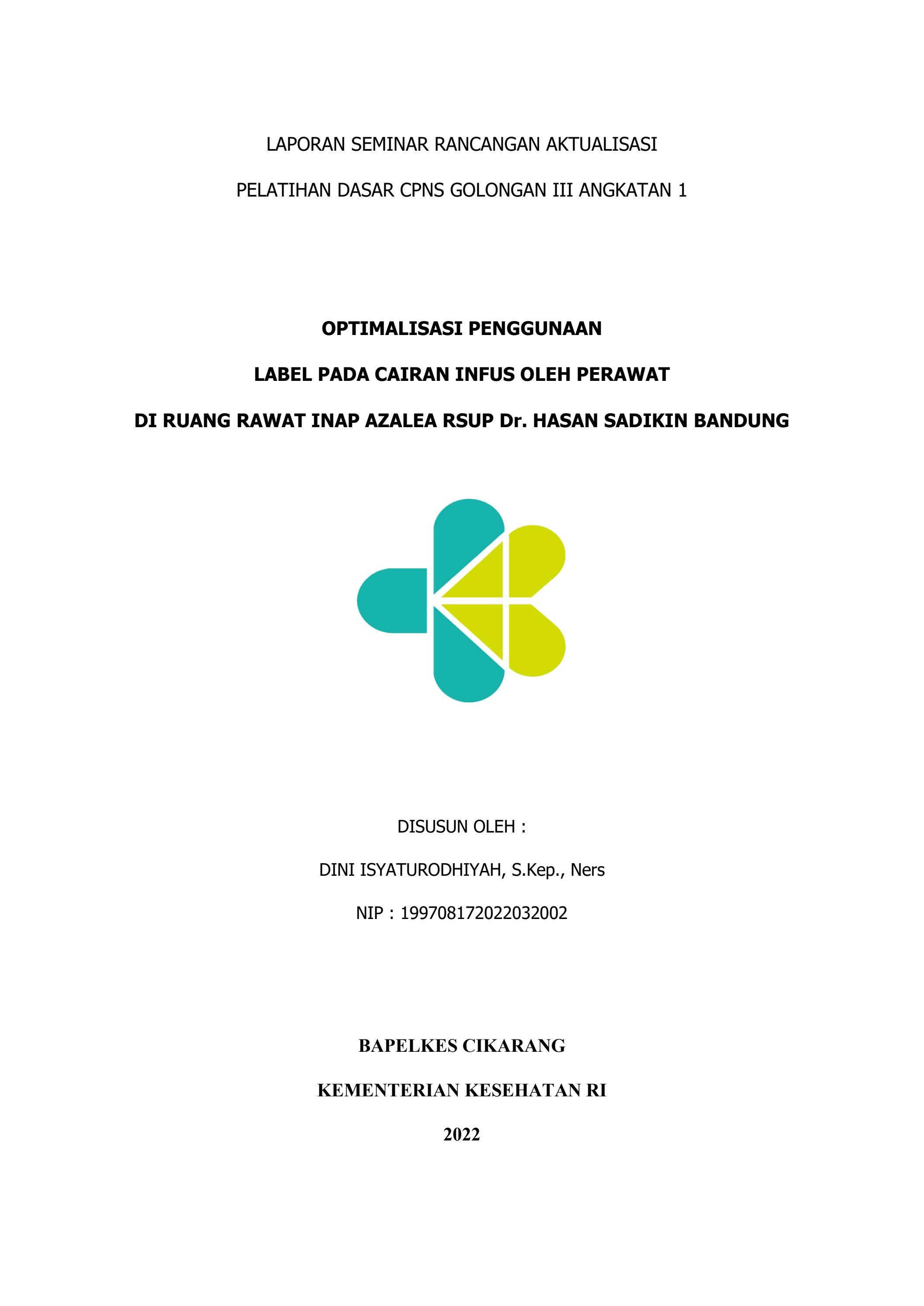 Optimalisasi Penggunaan Label Pada Cairan Infus Oleh Perawat DiRawat ...