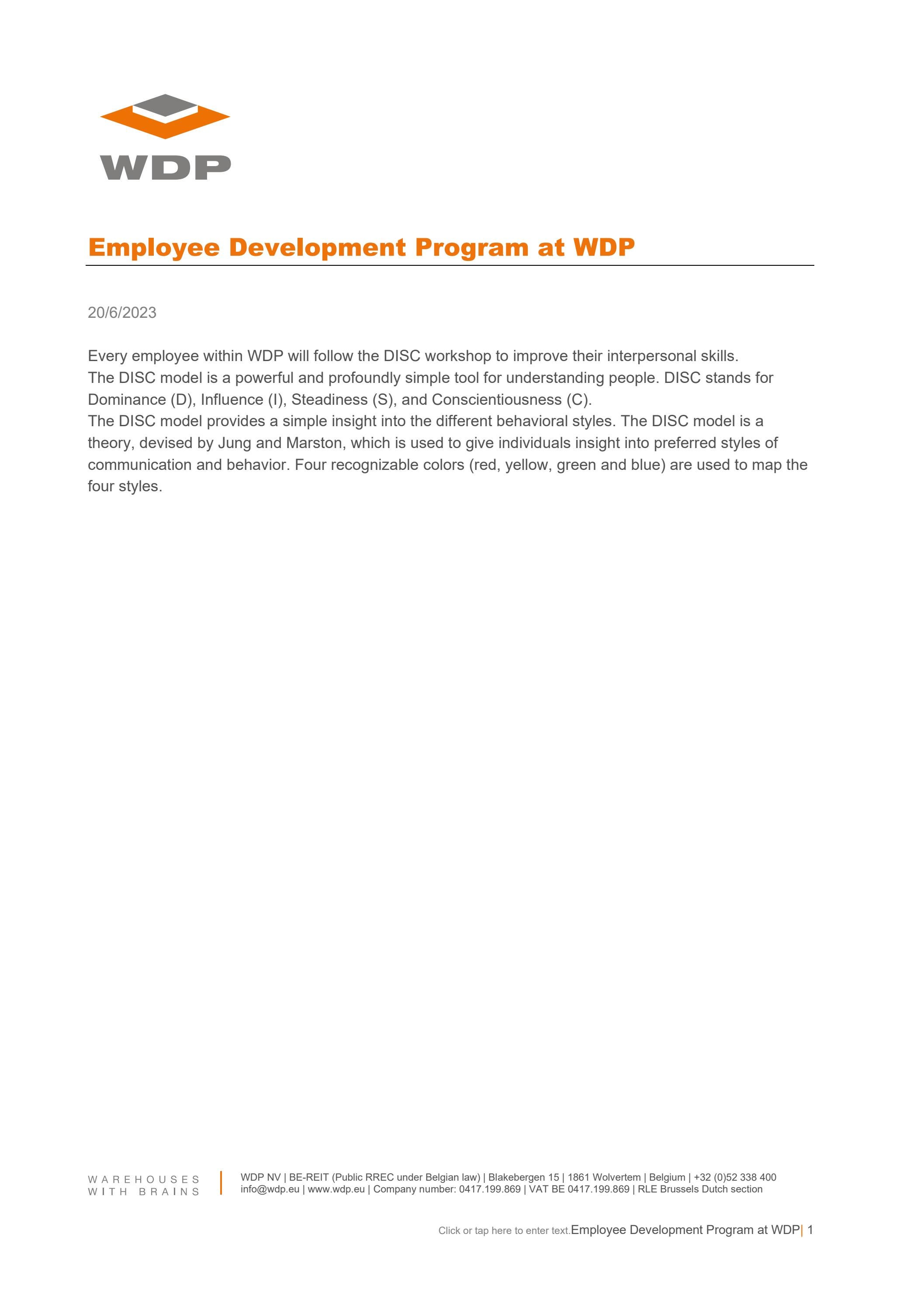 WDP Employee Development Program - DISC by WDP - Warehouses with Brains ...