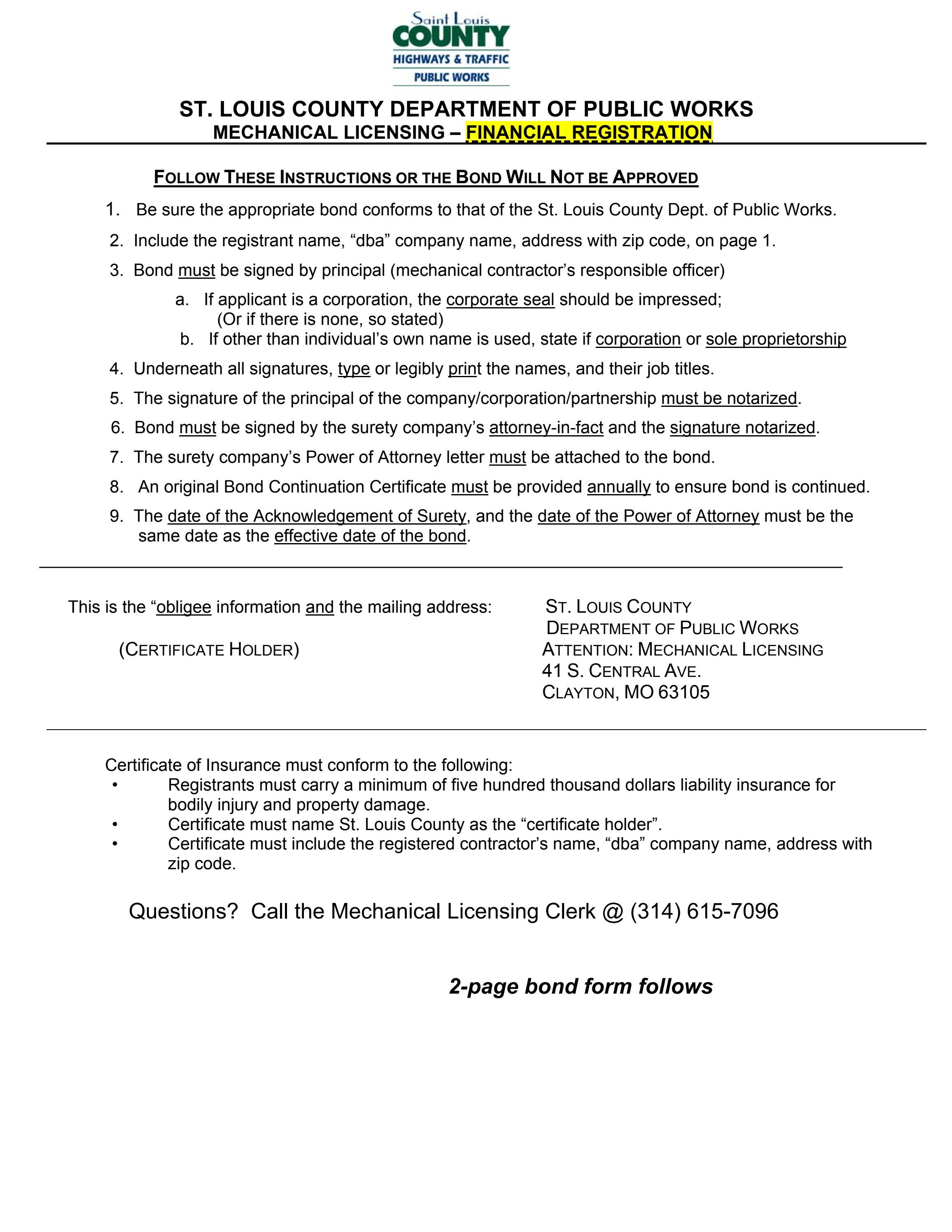 Mechanical Licensing Financial Responsibility Bond by STLCOGOV - Issuu